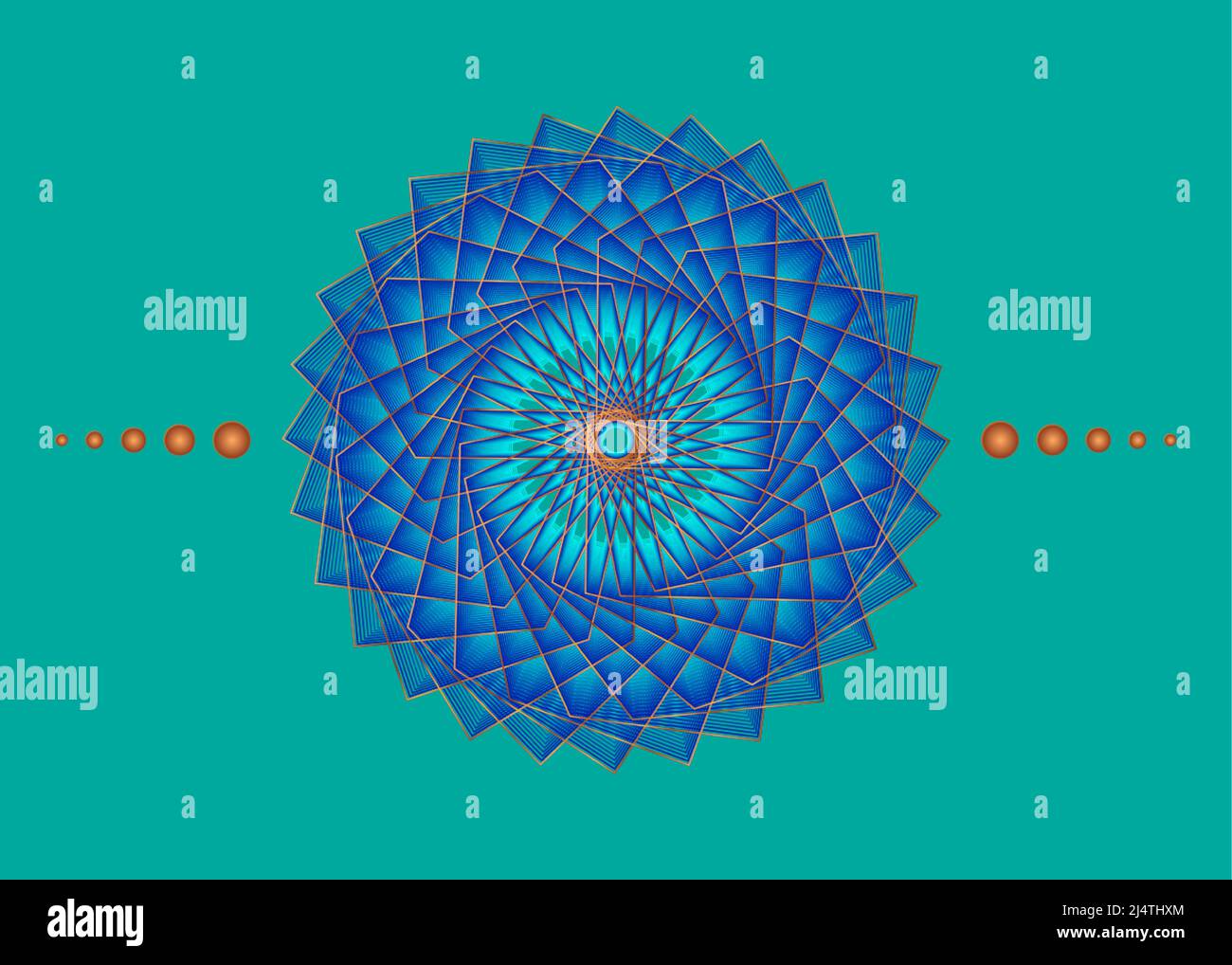 Sacred Geometry Mandala, blue flower gold meditative circle icon ...