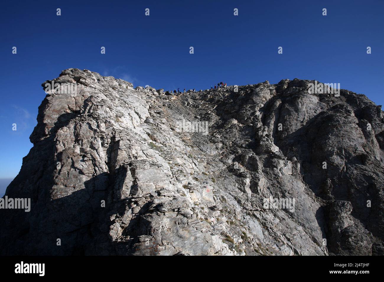 View of Mount Olympus peak Mytikas. Mount Olympus is highest mountain ...