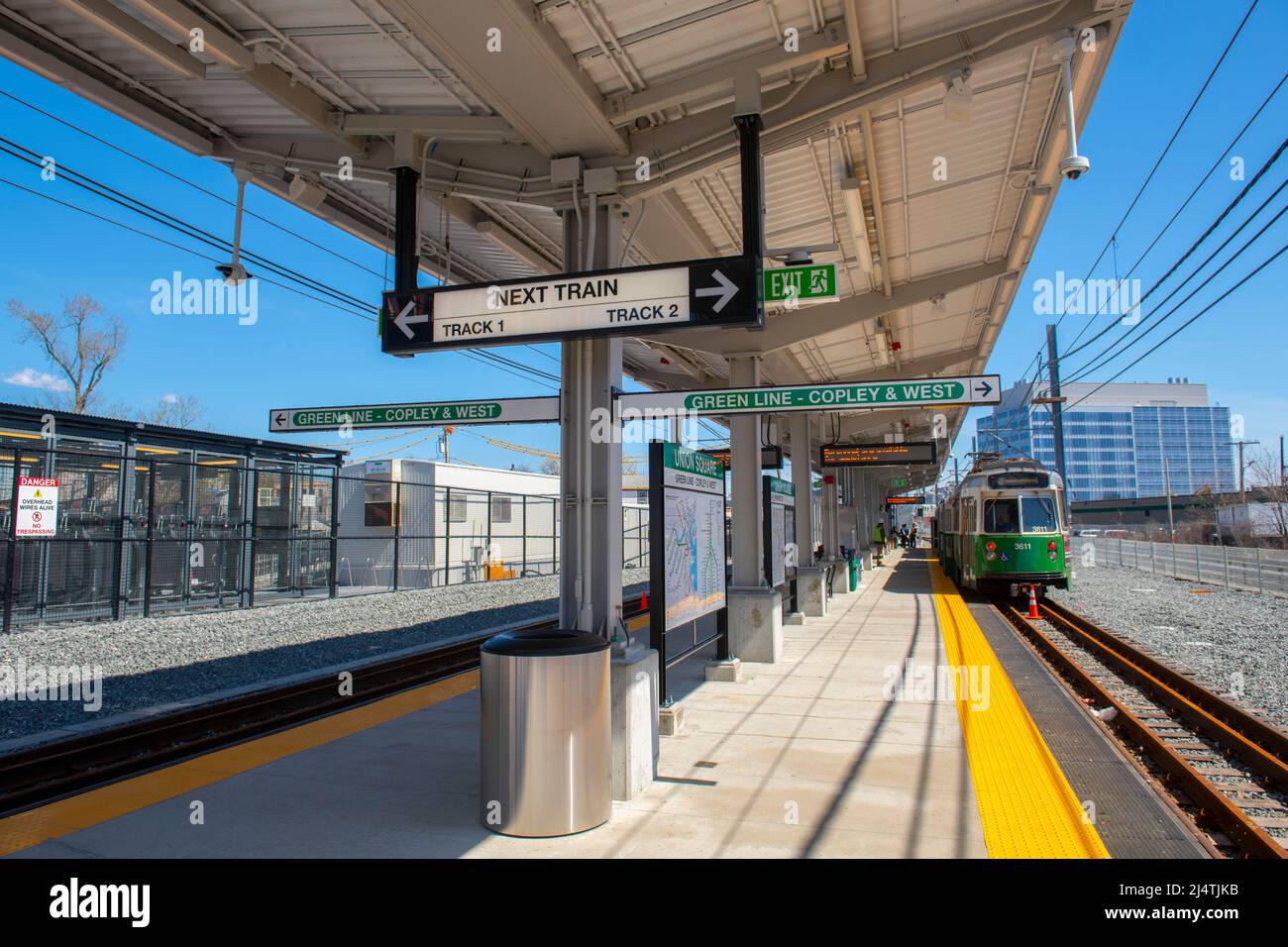 Boston Metro MBTA Union Square station at Union Square in city of ...