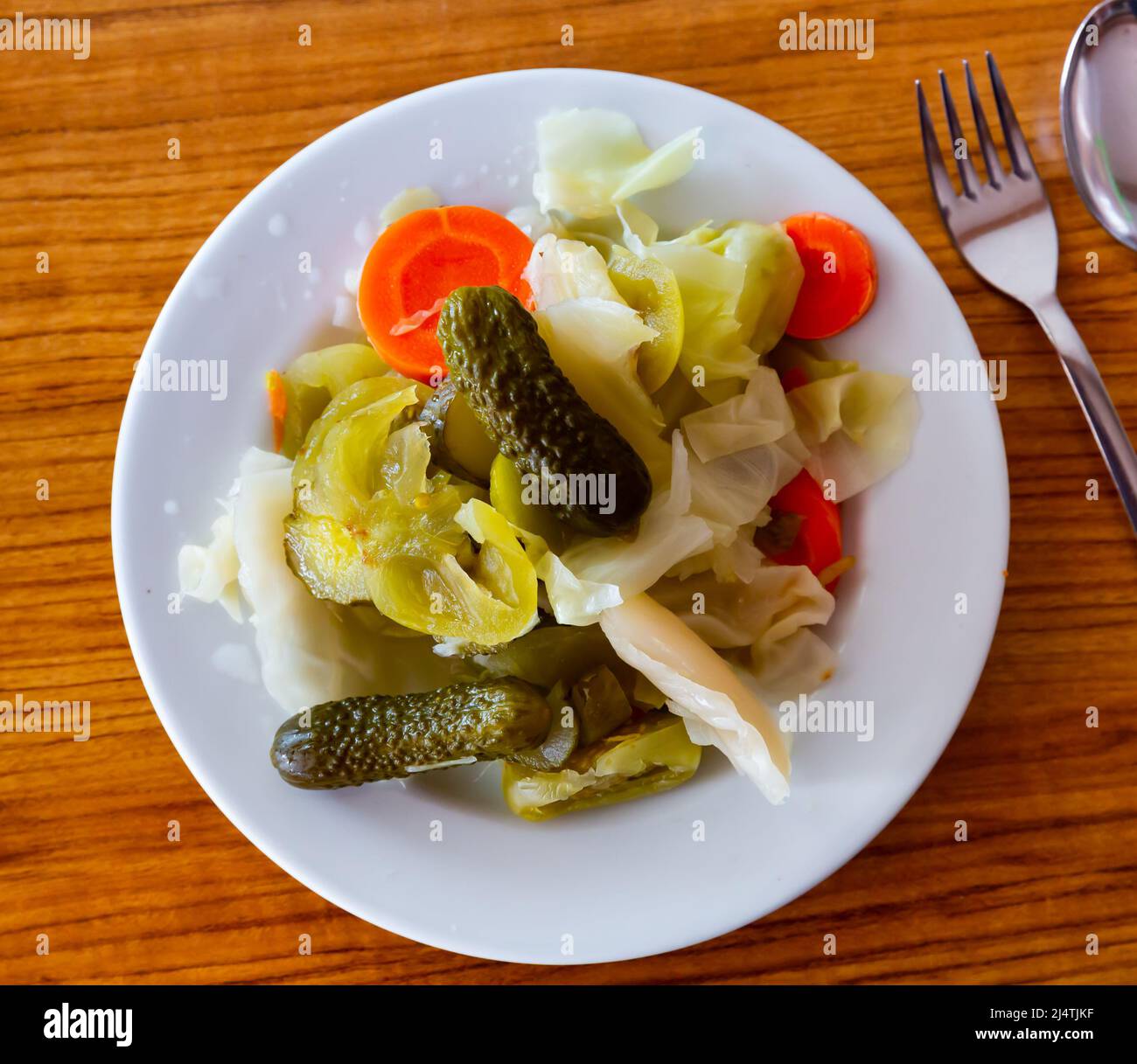 Assorted pickled vegetables in plate. Turkish tursu Stock Photo - Alamy