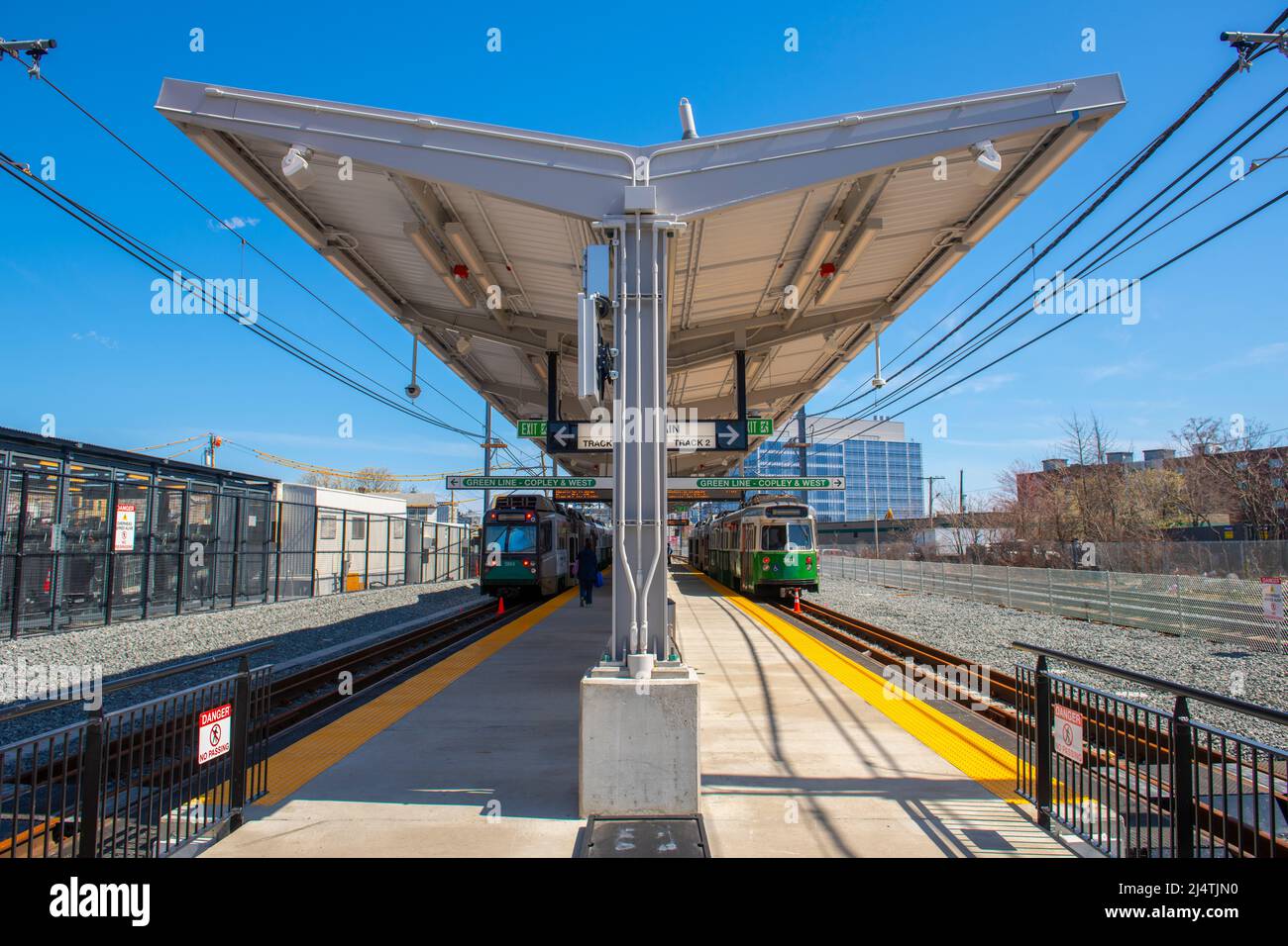 Boston Metro MBTA Union Square station at Union Square in city of ...