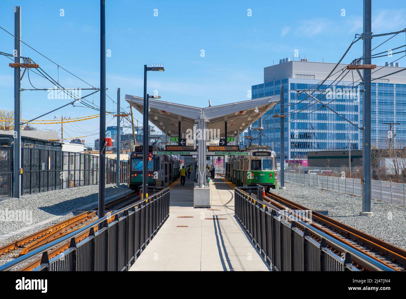 Boston Metro MBTA Union Square station at Union Square in city of ...