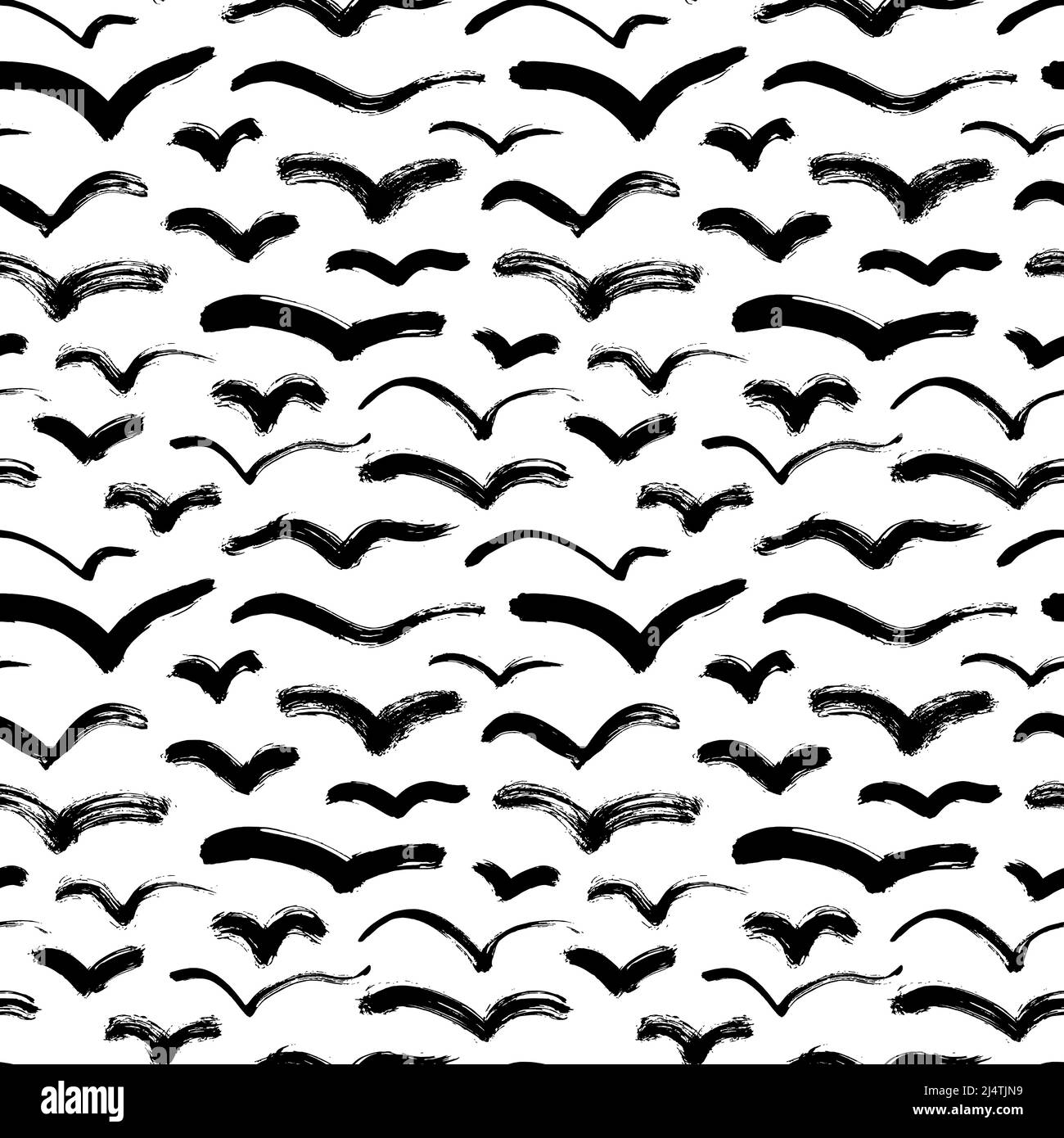 Abstract fly black birds vector seamless pattern Stock Vector Image ...