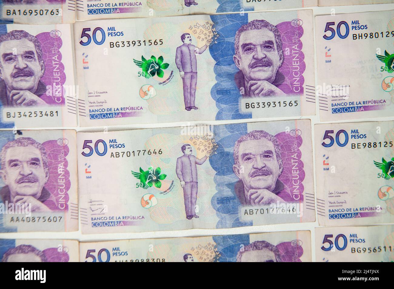 Group of Colombian banknotes. Colombian money. Finances background ...