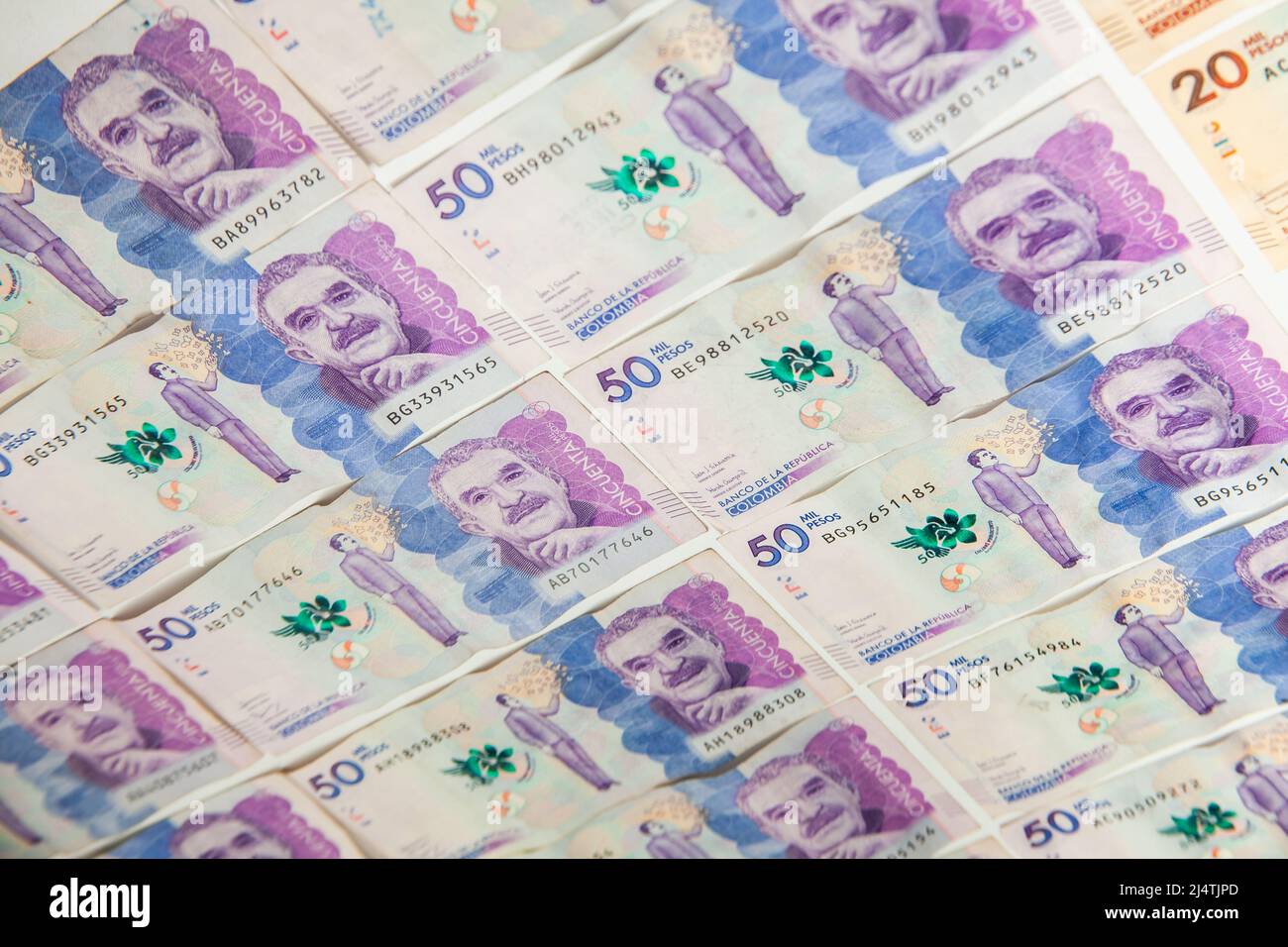 Group of Colombian banknotes. Colombian money. Finances background ...