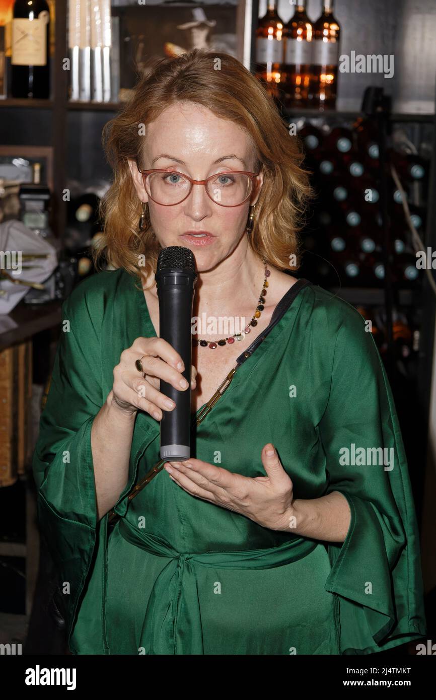 Paris, France. 16th Apr, 2022. Speech by Elizabeth English during the ...