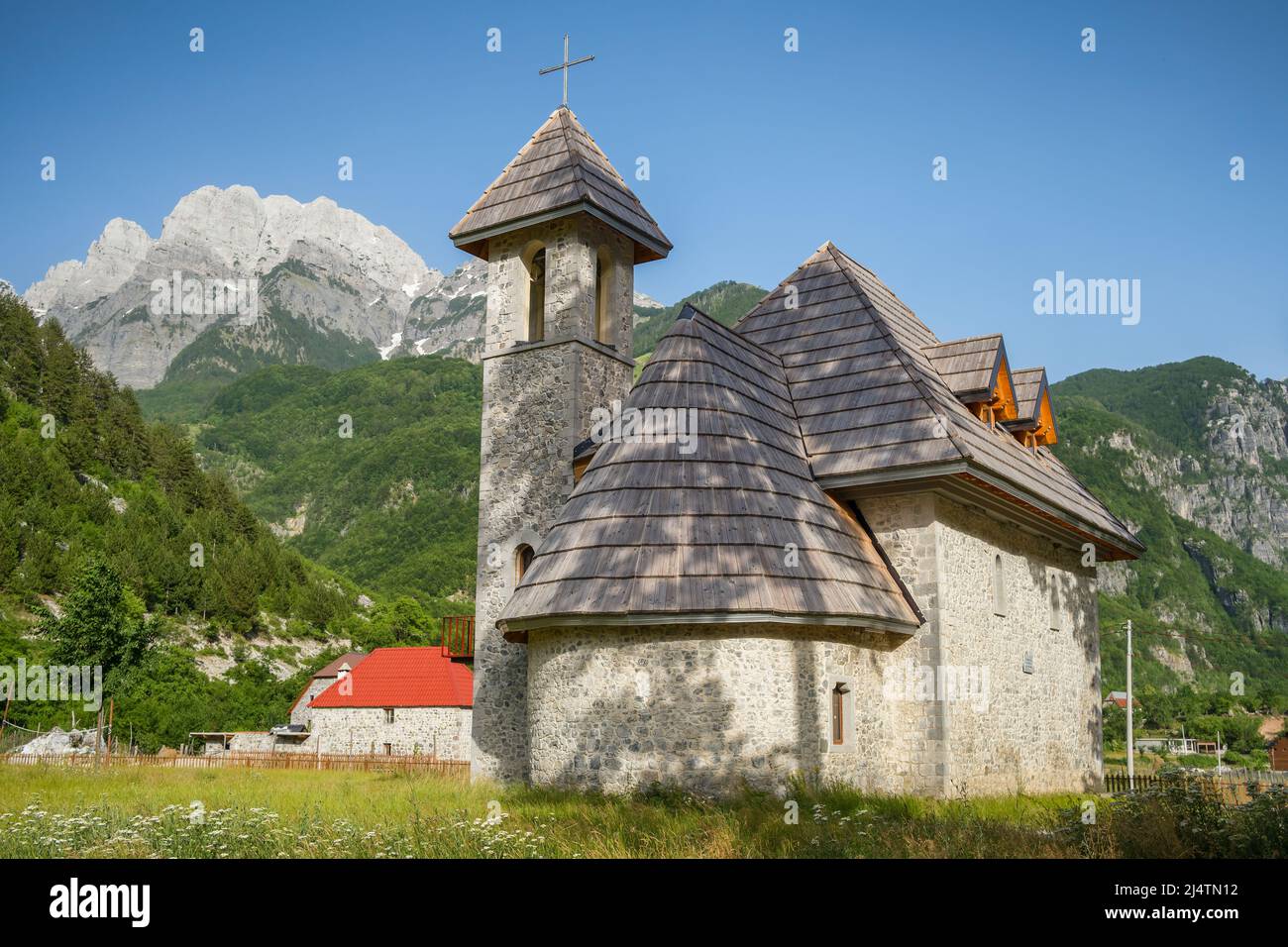 Christian Church in the village of Theth in Prokletije Mountains ...