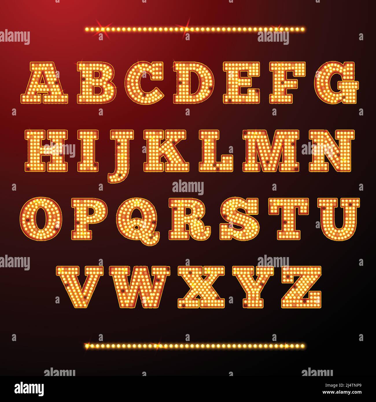 Lamp light alphabet shining letters neon retro font vector illustration ...
