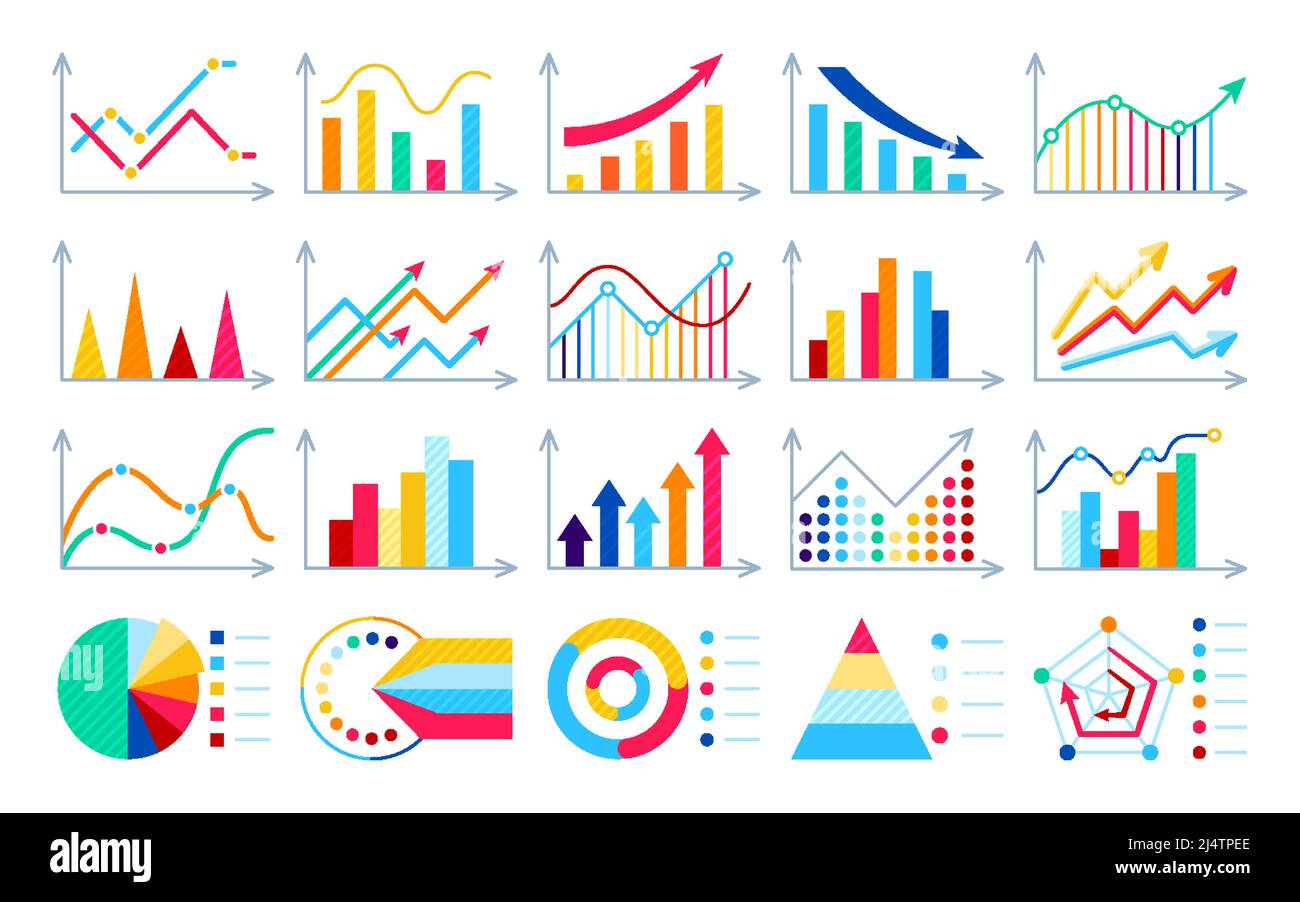 Infographic diagram graphic plan colorful flat set. Financial analysis ...