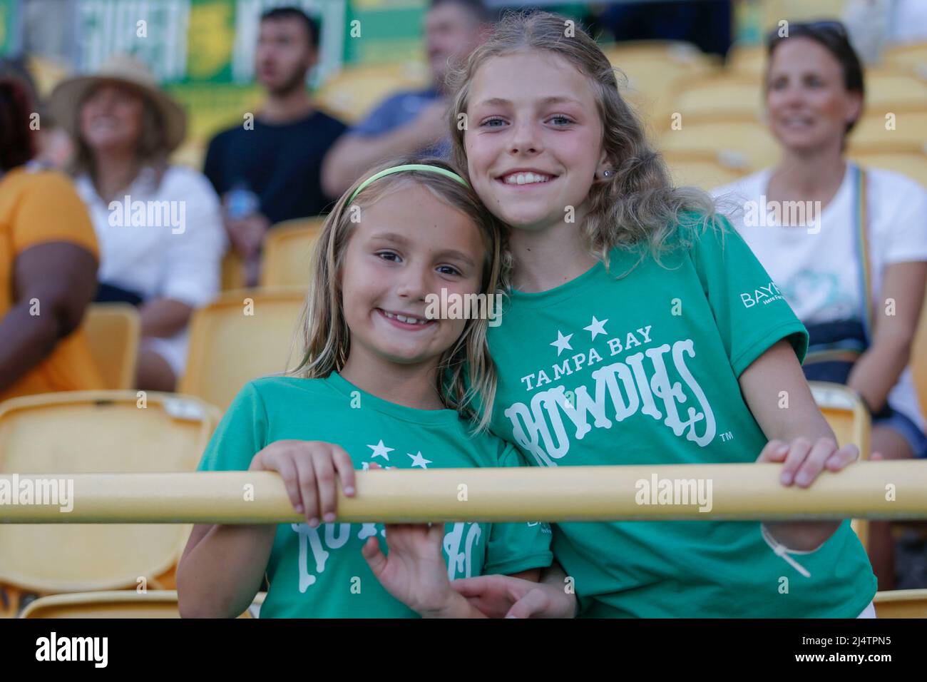 St. Petersburg, FL: Two young Tampa Bay Rowdies fans during a USL ...