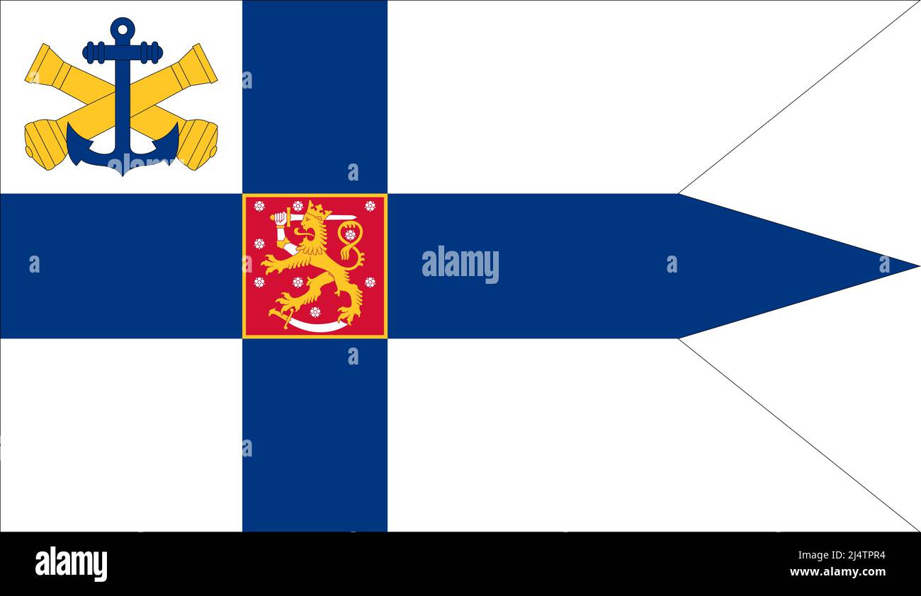 Top view of flag of Commander of the Finnish Navy, Finland. Finnish ...