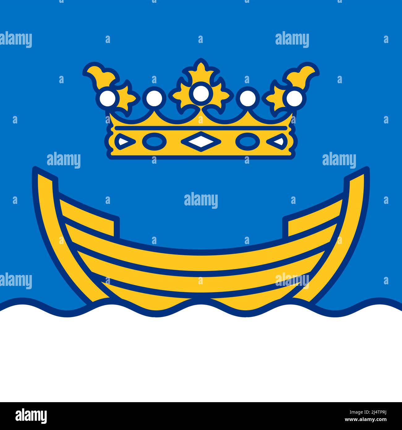 Top view of flag of Helsinki, Finland. Finnish patriot and travel ...