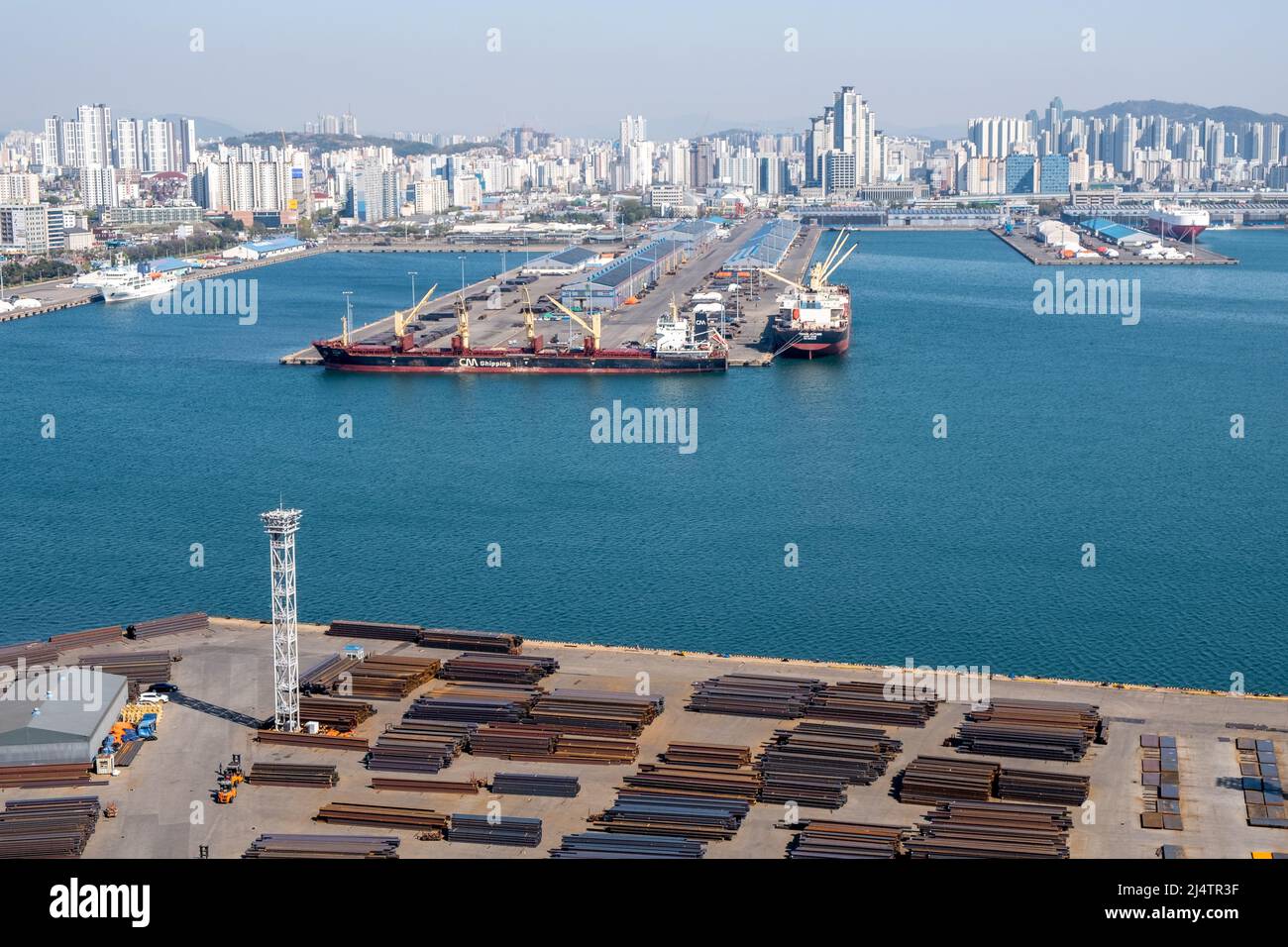 Container terminal in the Port of Incheon, South Korea on April 16 ...