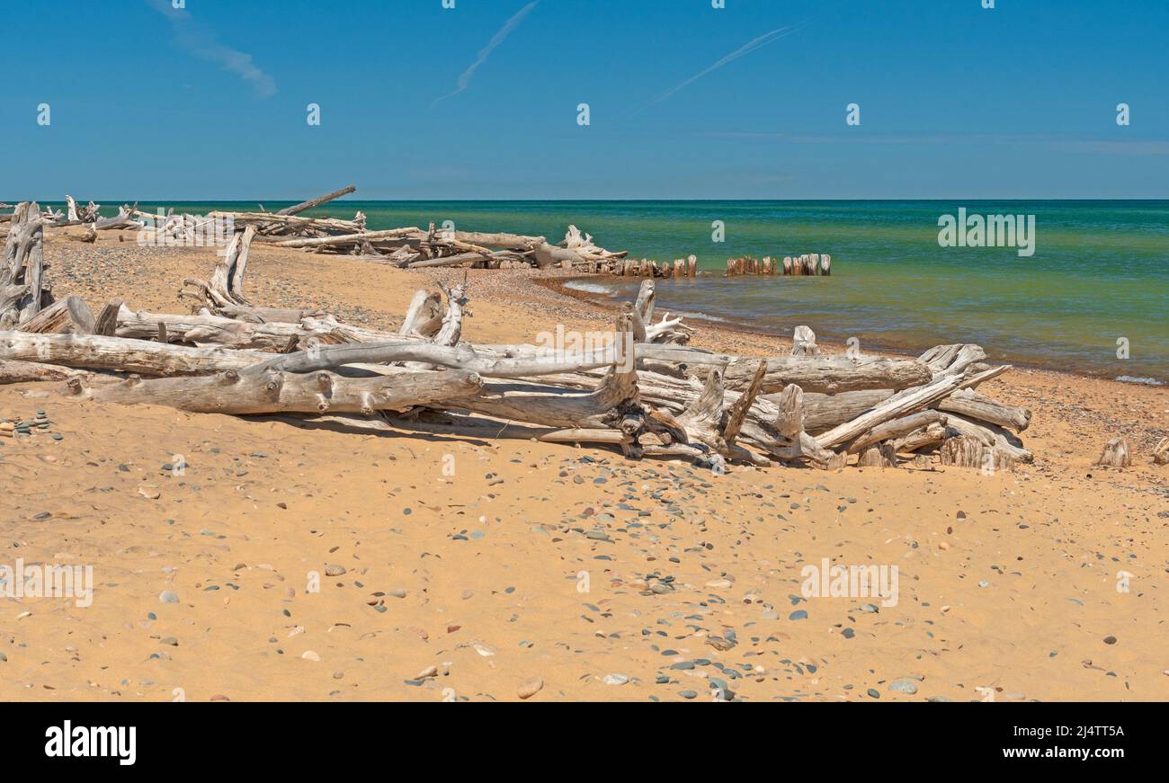 Quiet Beach on the Great Lakes at Whitefish Point on Lake Superior in ...