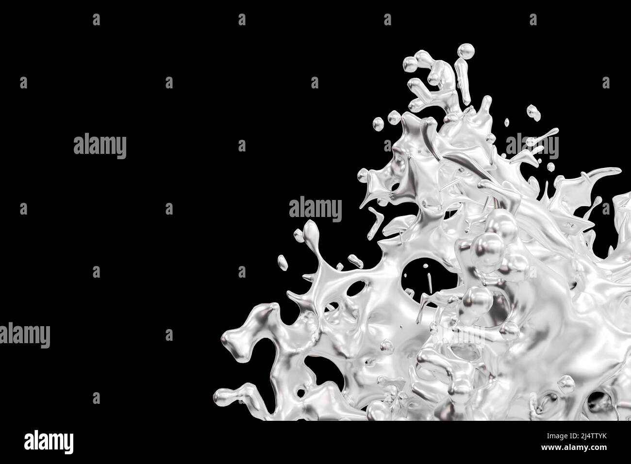 Abstract silver liquid splash, metallic wave, swirl, cosmetic oil ...