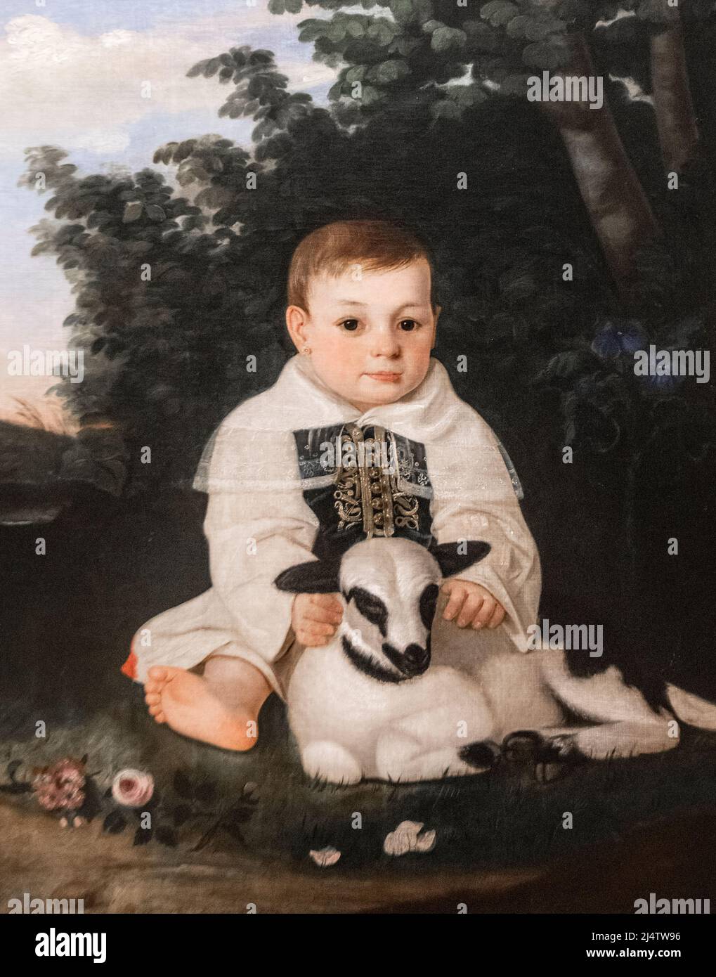 Jovan Popovic: "Child with a Lamb" (1846 Stock Photo - Alamy