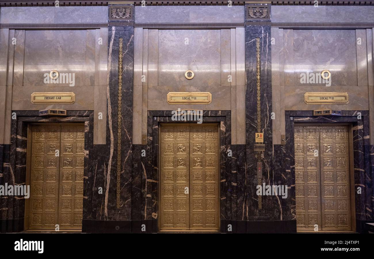 elevators, Fisher building, art deco skyscraper from 1928, Detroit ...