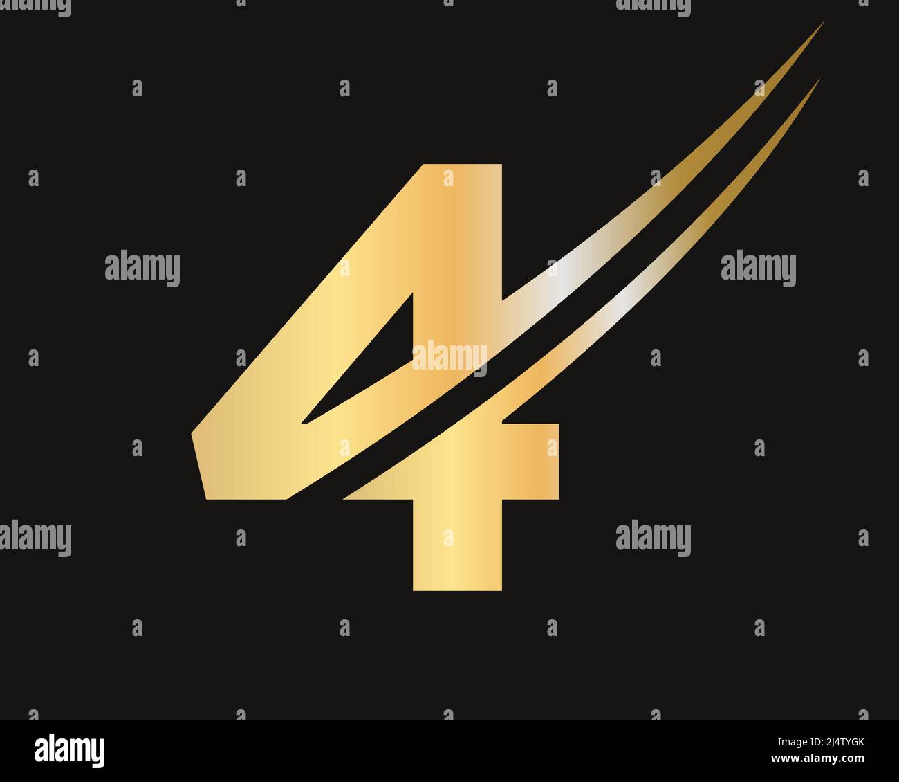 Premium Letter 4 Logo Design with water wave concept. 4 letter logo ...