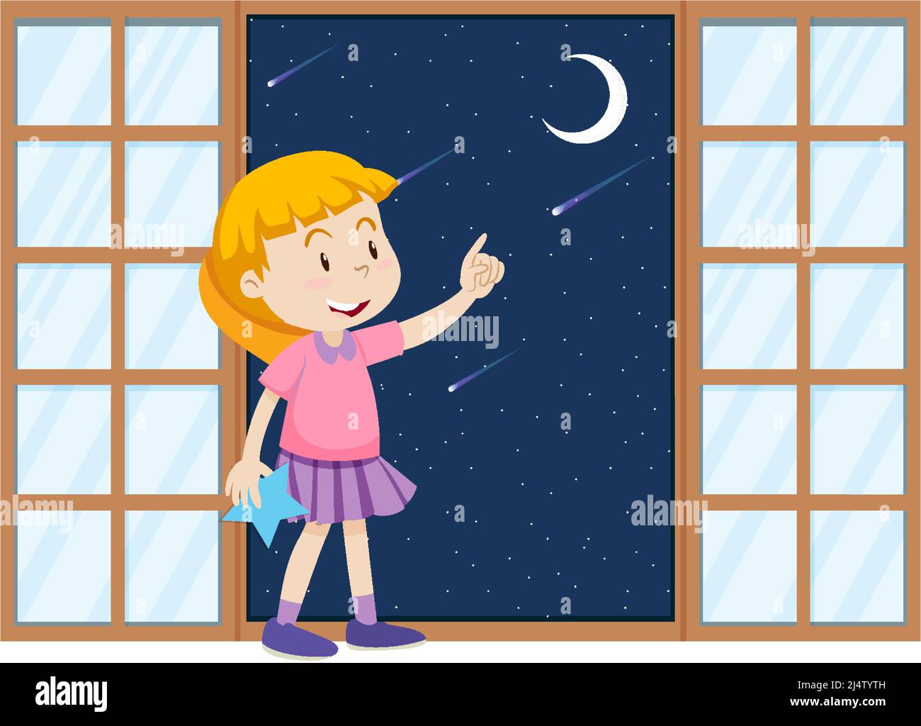 Girl Swinging In Window Clipart