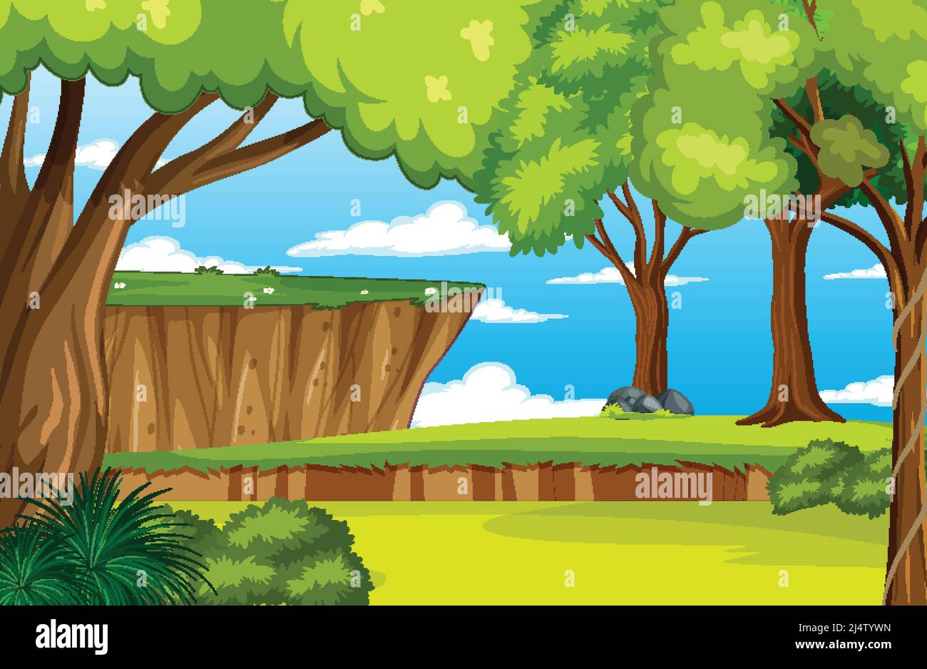 Empty forest environment background illustration Stock Vector Image ...