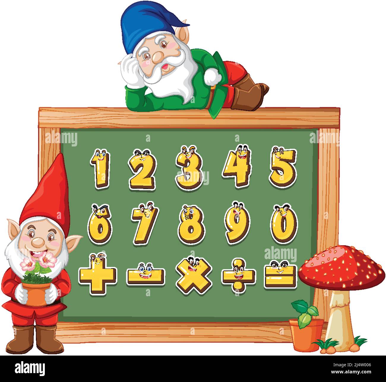 Counting number 0 to 9 and math symbols illustration Stock Vector Image ...