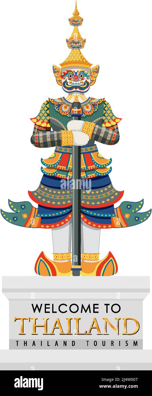 Giant demons Thailand attraction and landscape icon illustration Stock ...