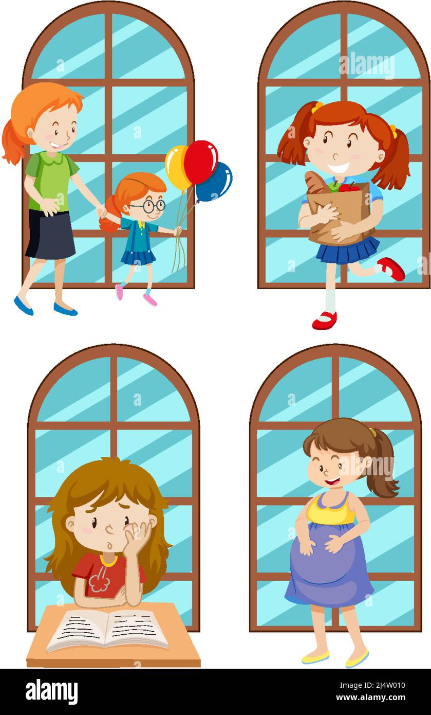 Set of simple kids cartoon characters illustration Stock Vector Image ...