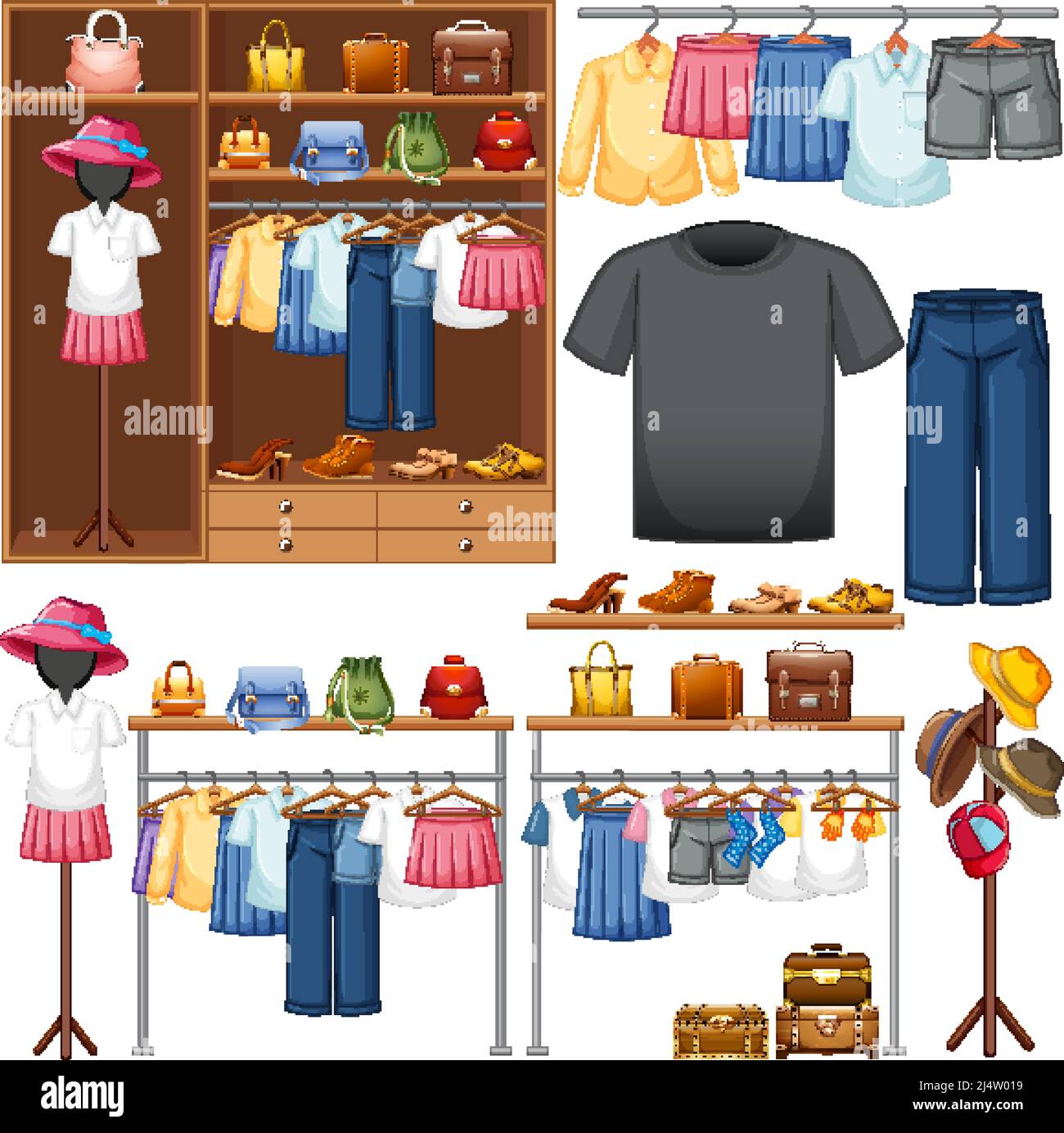 A set of different cloth on white background illustration Stock Vector ...