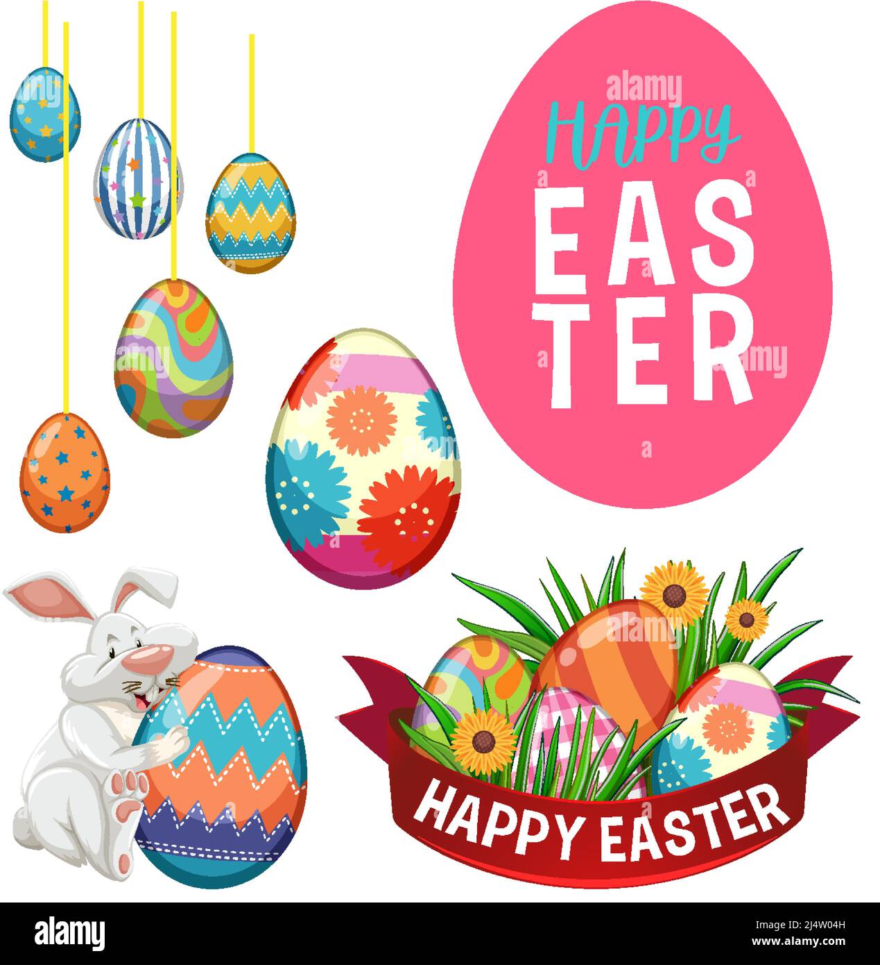 Easter theme with bunny and eggs illustration Stock Vector Image & Art ...