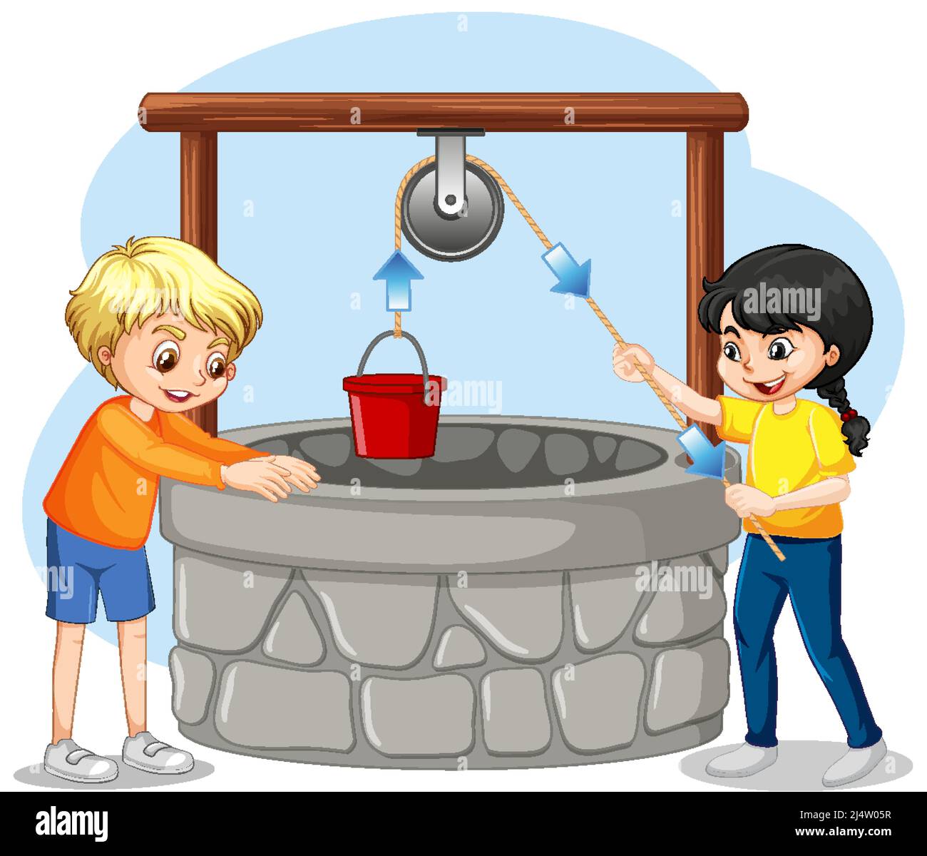 Science experiment with fixed pulley illustration Stock Vector Image ...