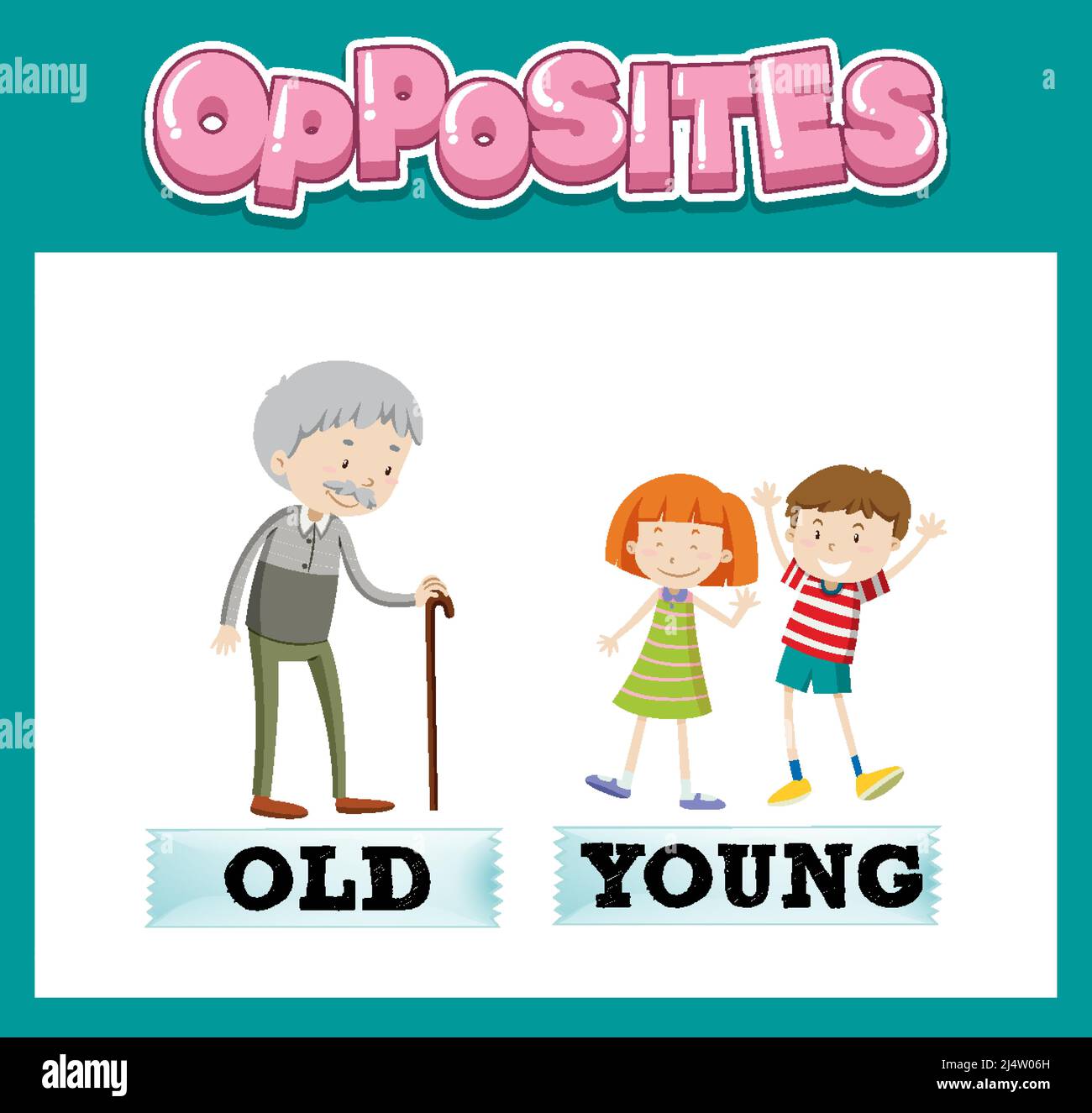 Opposite English Words With Old And Young Illustration Stock Vector opposite-english-words-with-old-and-young-illustration-stock-vector