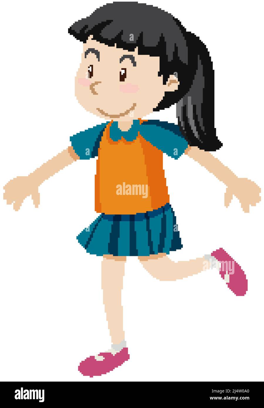 Active girl simple cartoon character illustration Stock Vector Image ...