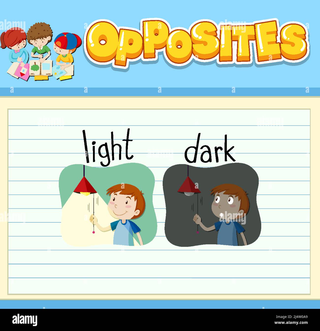 Opposite words with pictures for kids illustration Stock Vector Image ...
