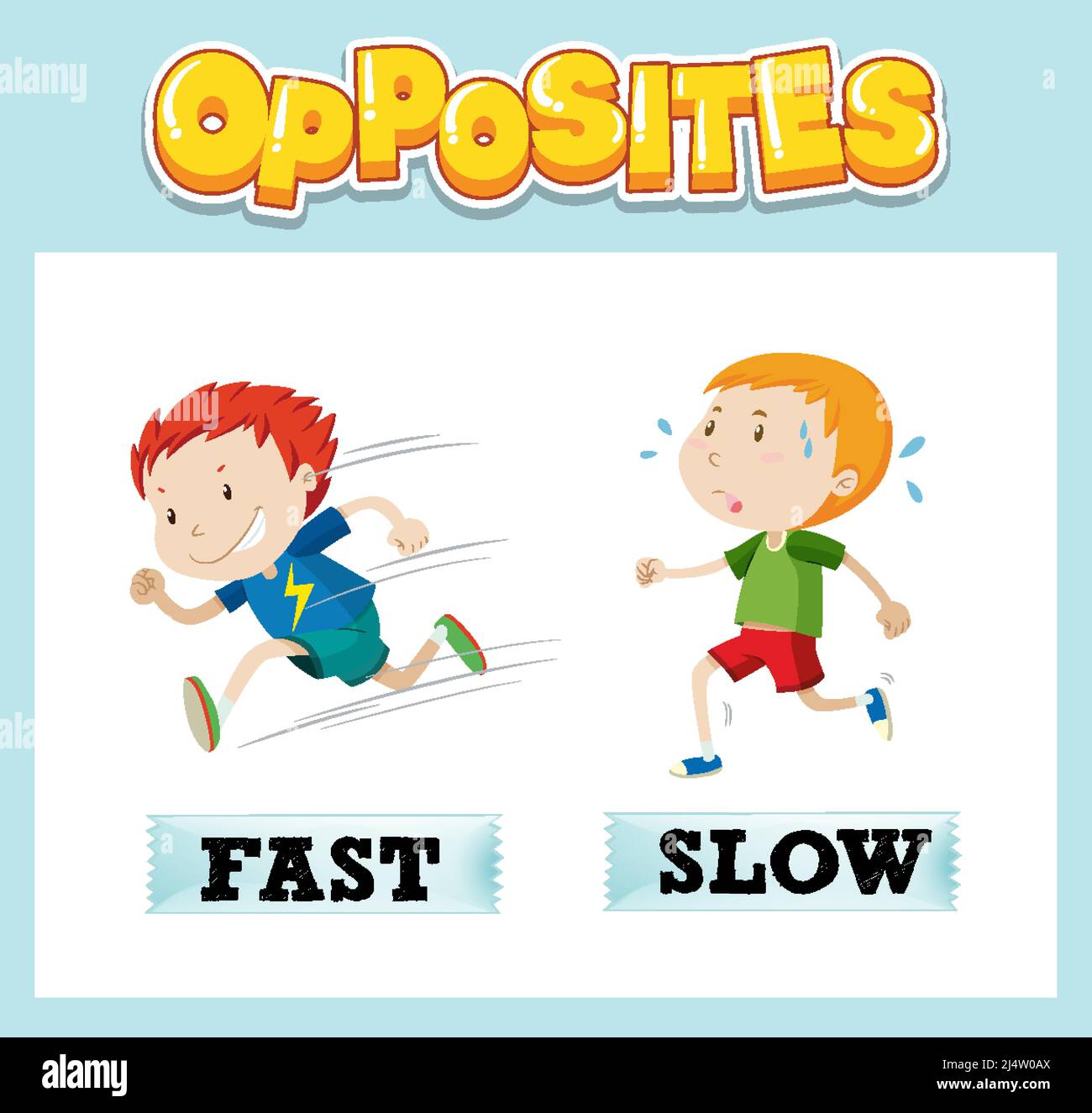Opposite English words with fast and slow illustration Stock Vector ...
