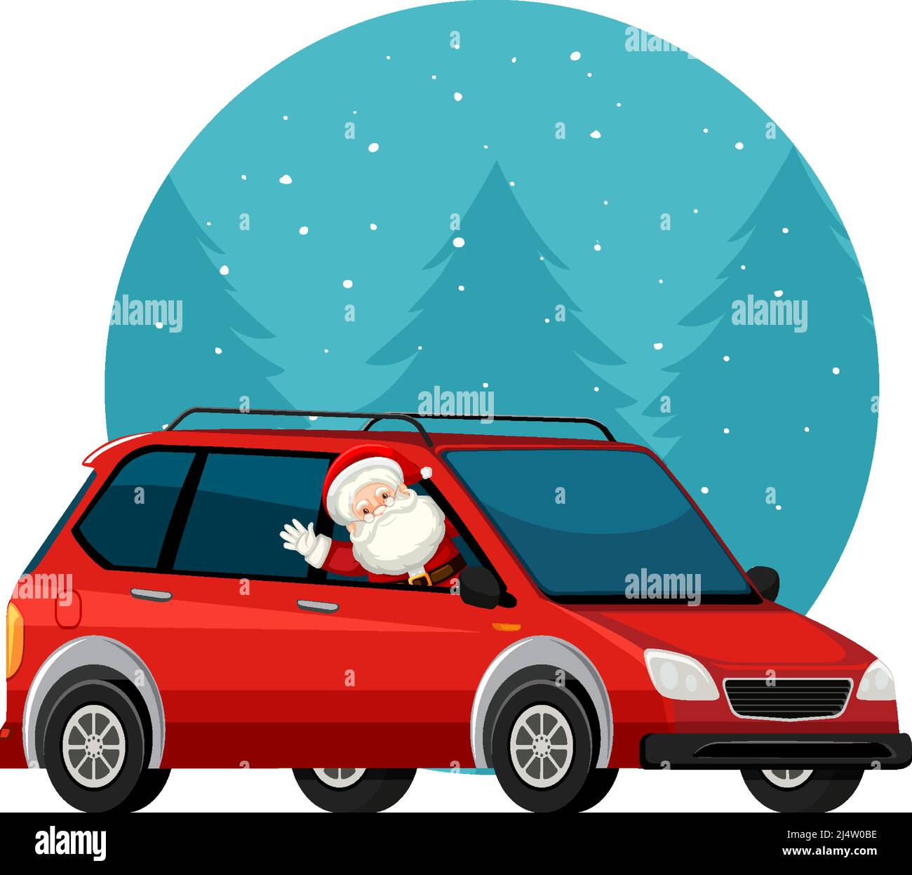 Christmas theme with Santa in the car illustration Stock Vector Image ...