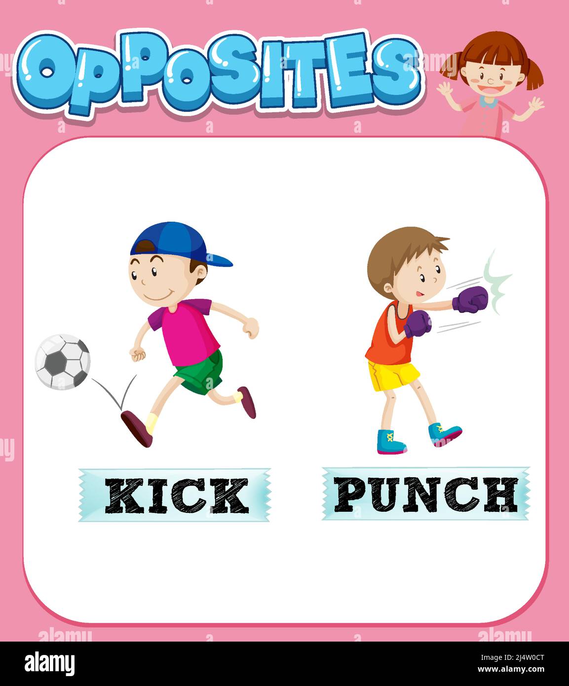 Opposite words for kick and punch illustration Stock Vector Image & Art ...
