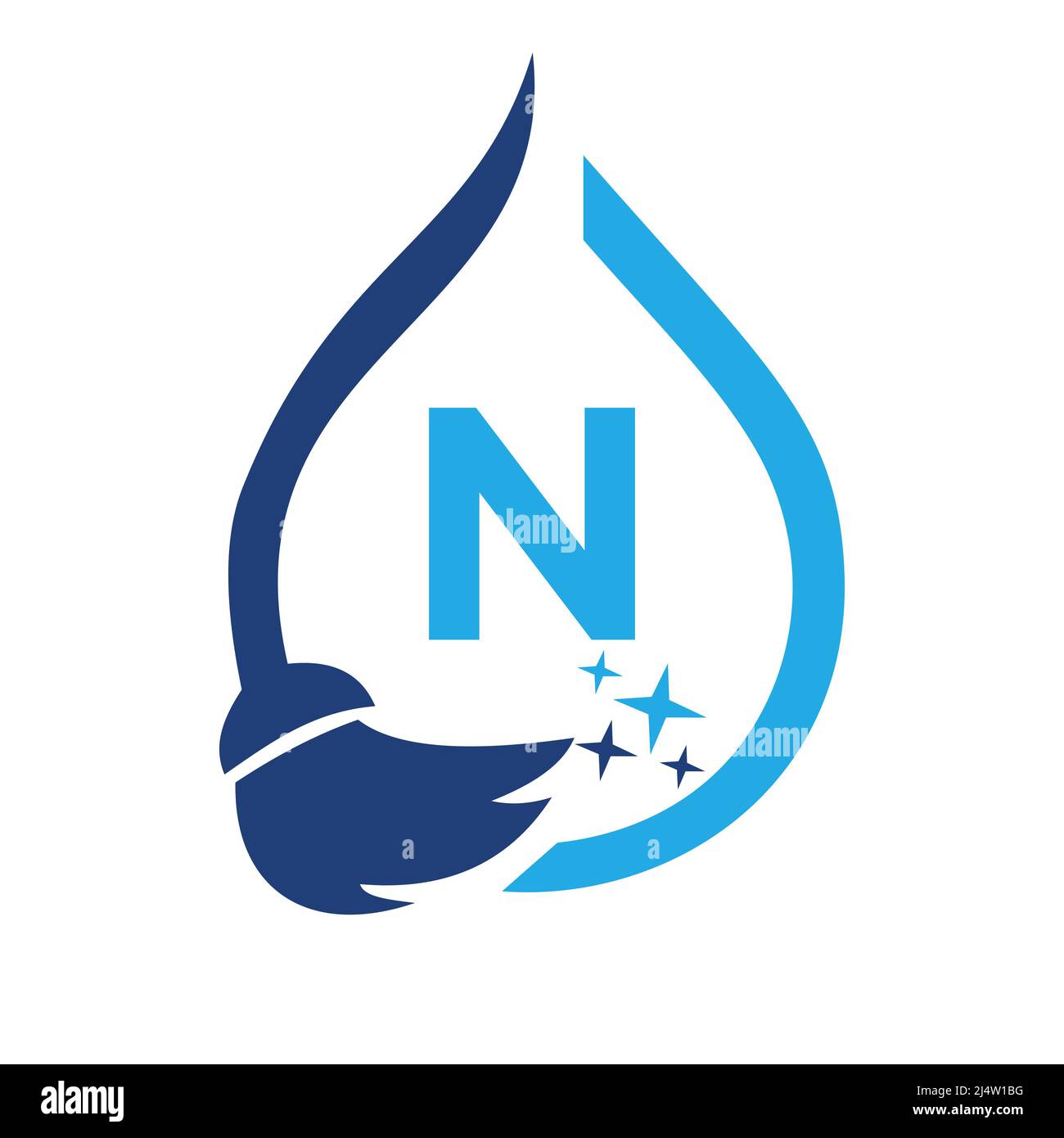 Maid Cleaning Logo On Letter N. Clean House Sign, Fresh Clean Logo ...