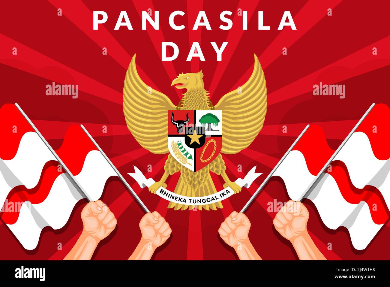 pancasila day flat illustration banner poster with hand holding ...