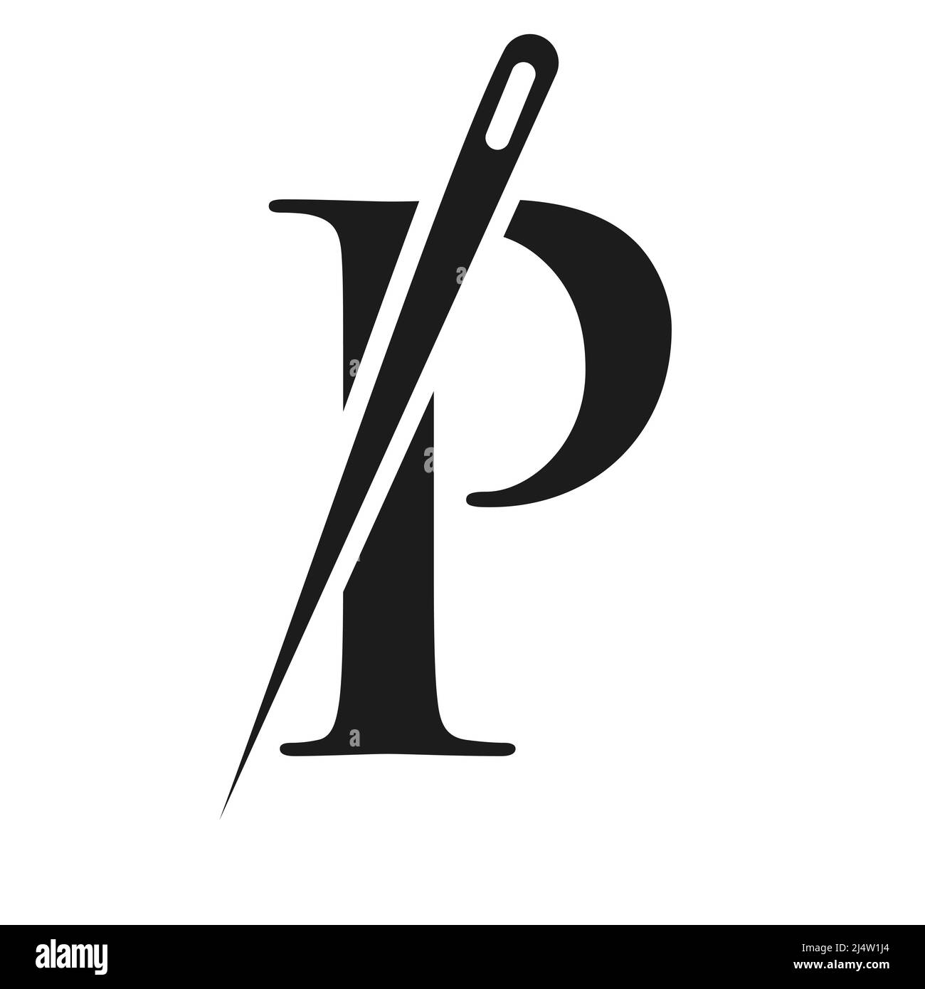Initial Letter P Tailor Logo, Needle and Thread Combination for ...