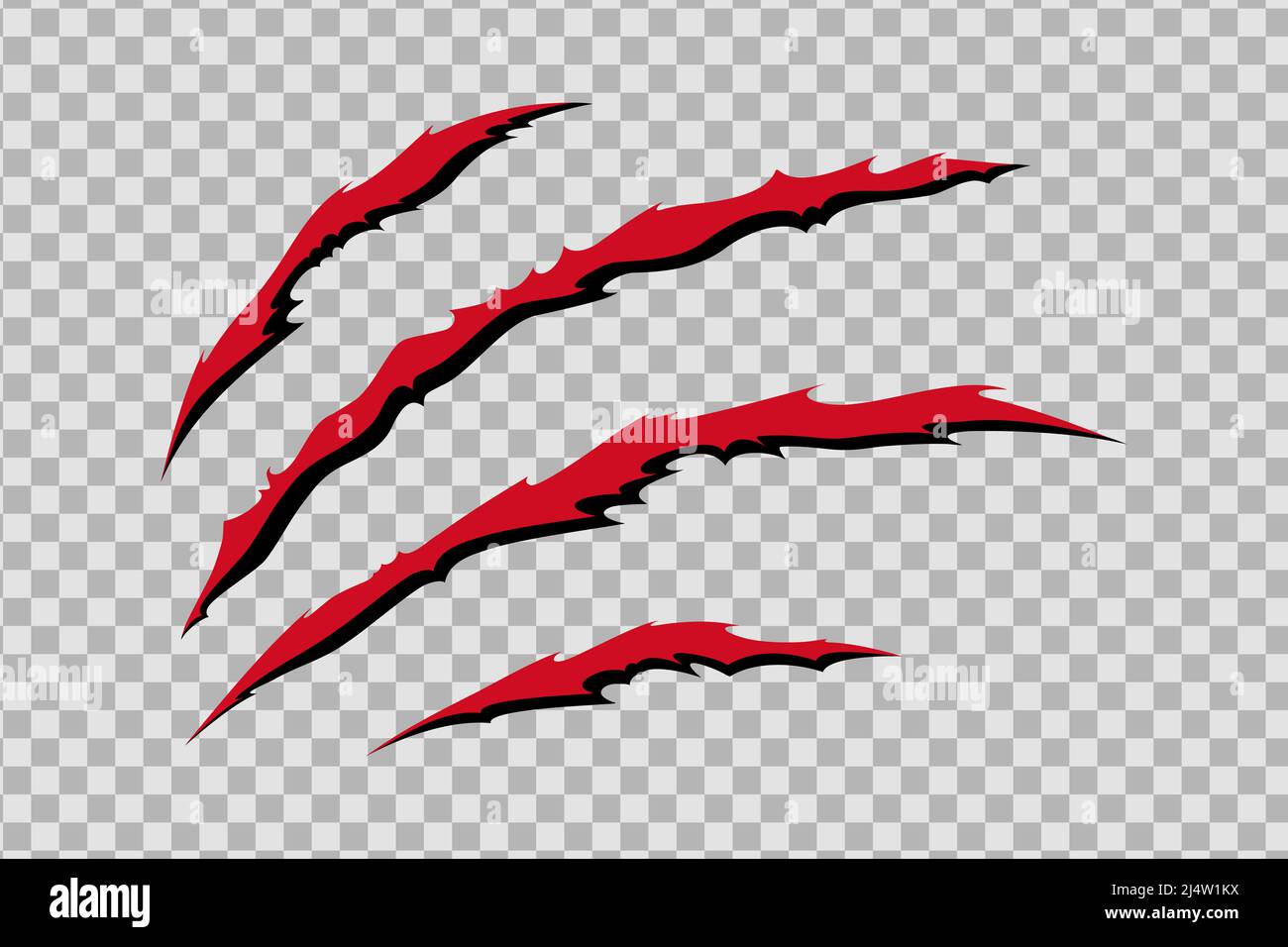 Claw scratches of wild animal. Cat scratches marks with blood isolated ...