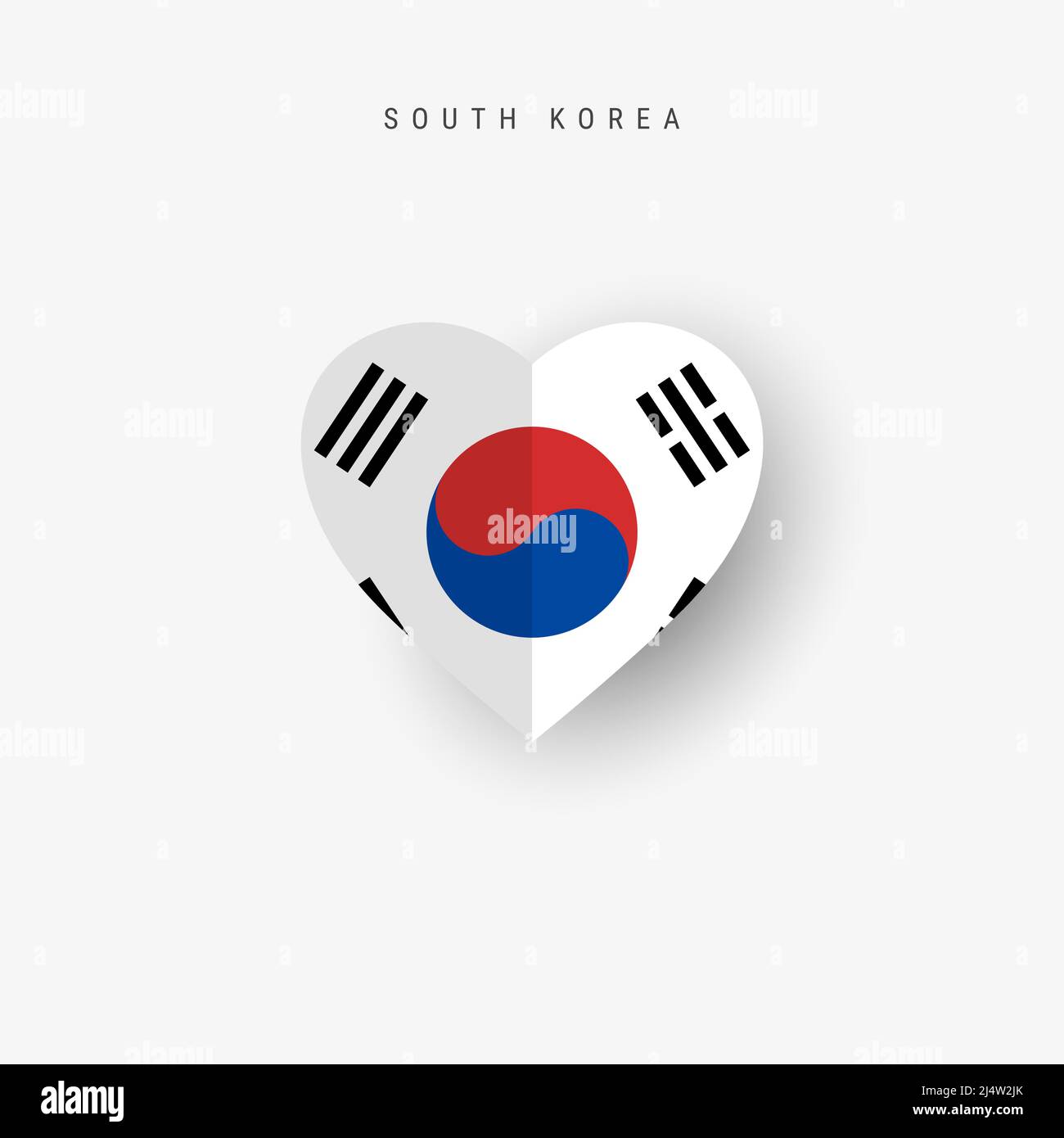 South Korea heart shaped flag. Origami paper cut South Korean national ...