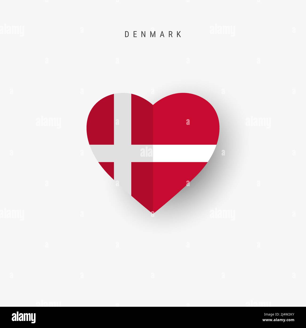 Denmark heart shaped flag. Origami paper cut Danish national banner. 3D ...