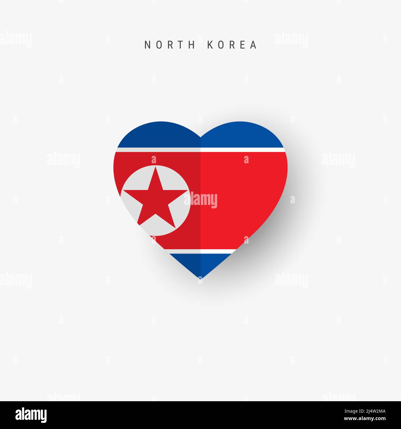 North Korea heart shaped flag. Origami paper cut Juche national banner ...