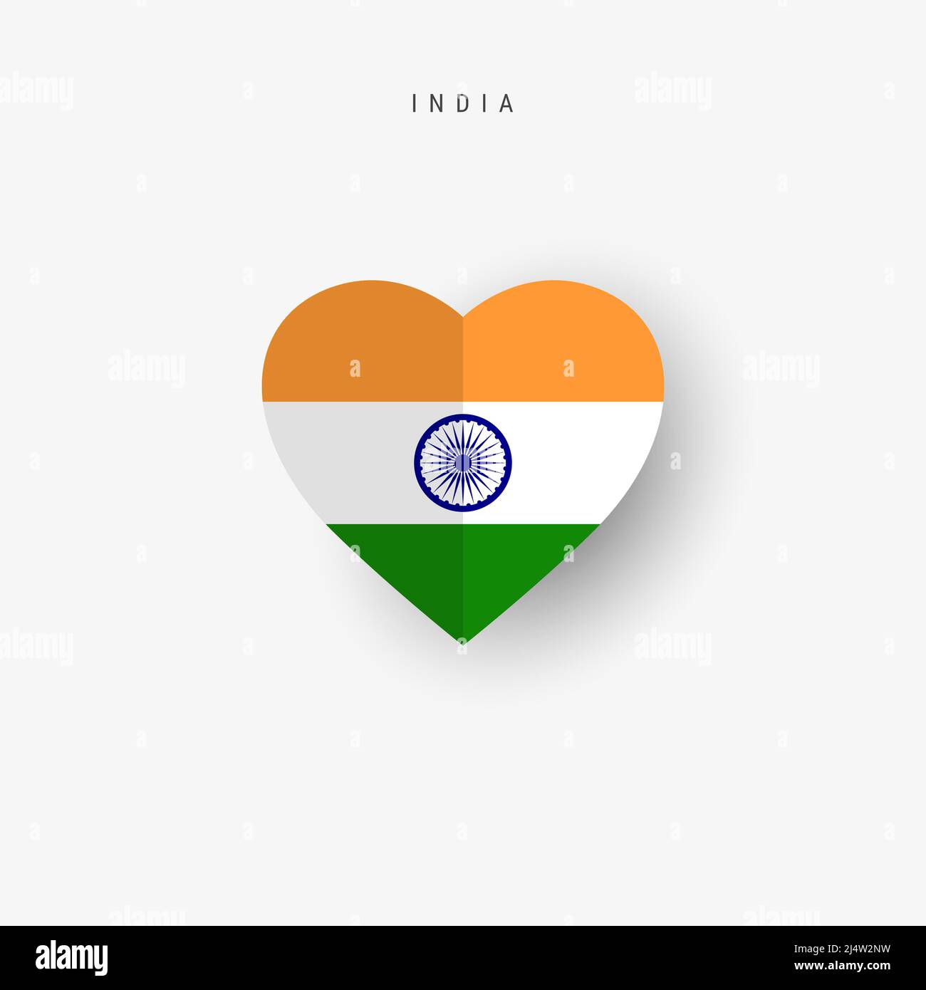 India heart shaped flag. Origami paper cut Indian national banner. 3D ...