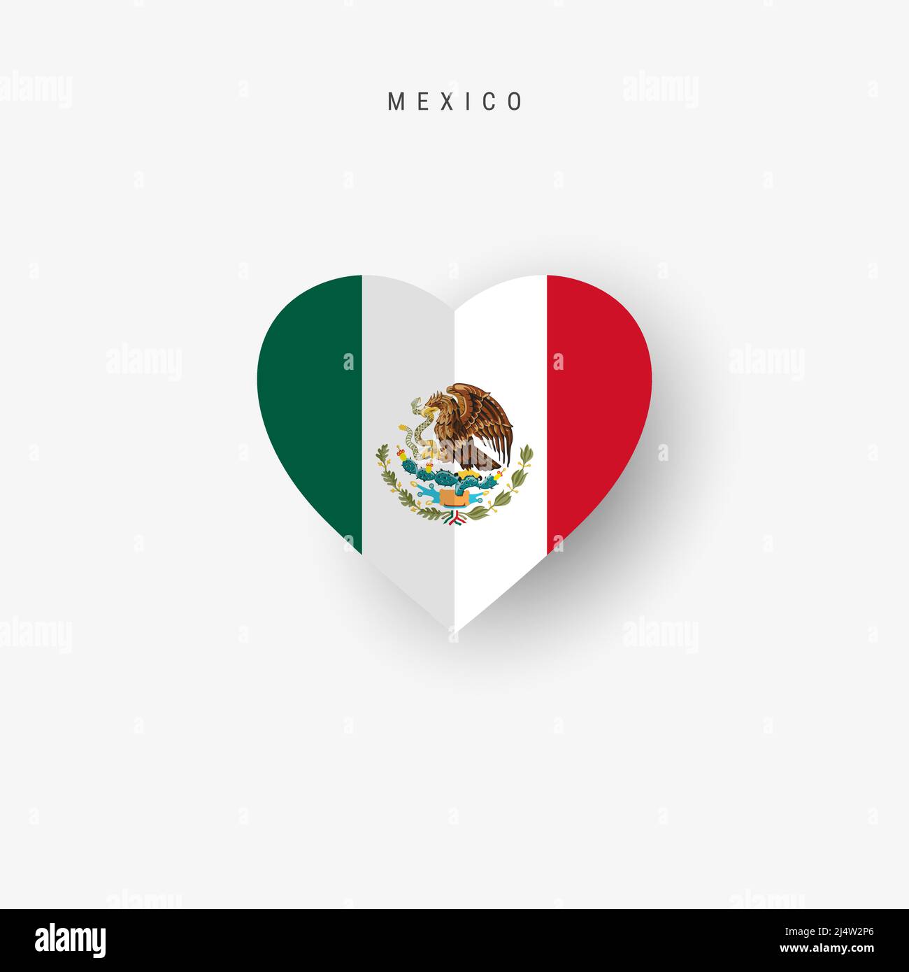 Mexico heart shaped flag. Origami paper cut Mexican national banner. 3D ...