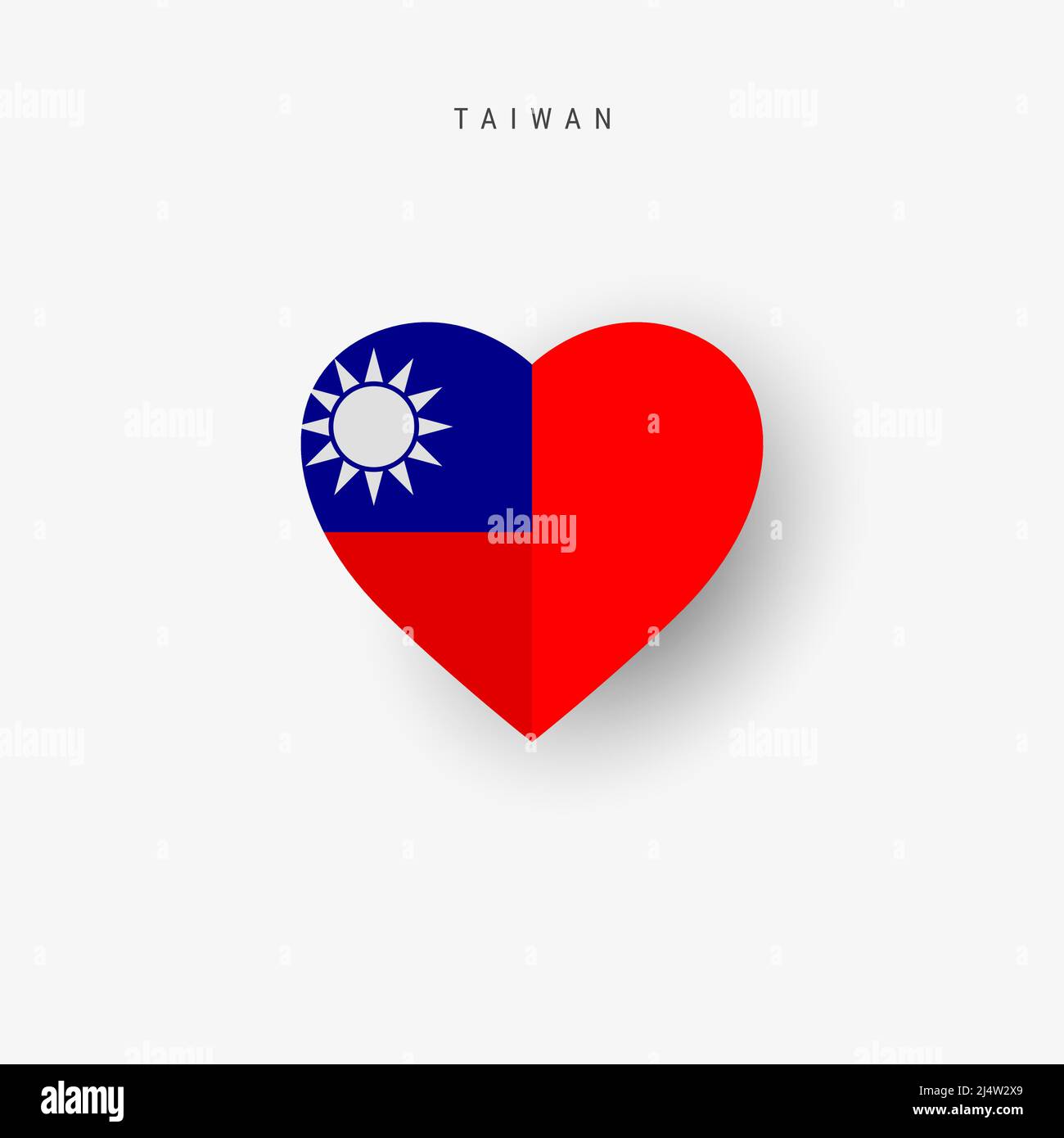Taiwan heart shaped flag. Origami paper cut Taiwanese national banner ...