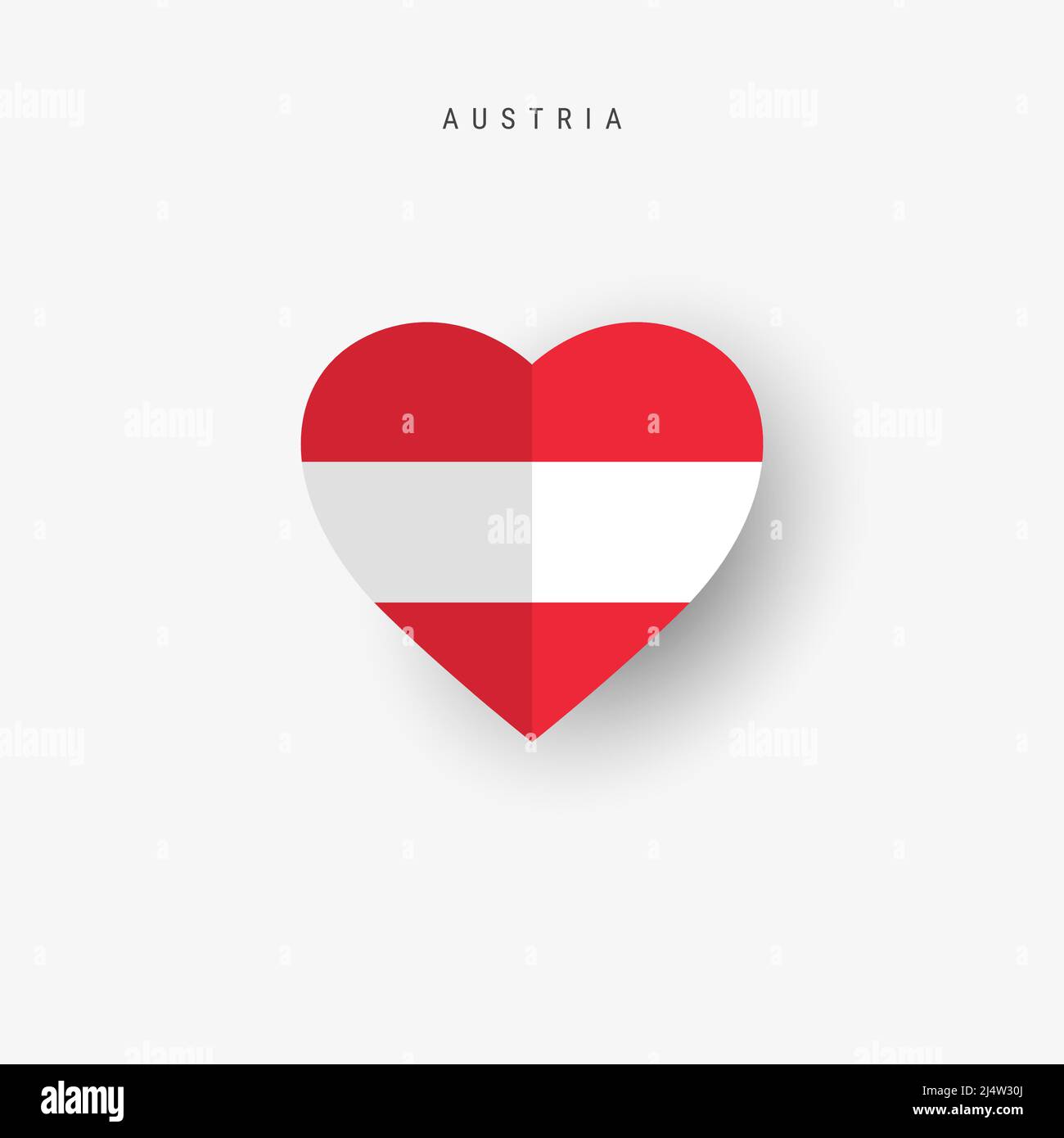 Austria heart shaped flag. Origami paper cut Austrian national banner ...