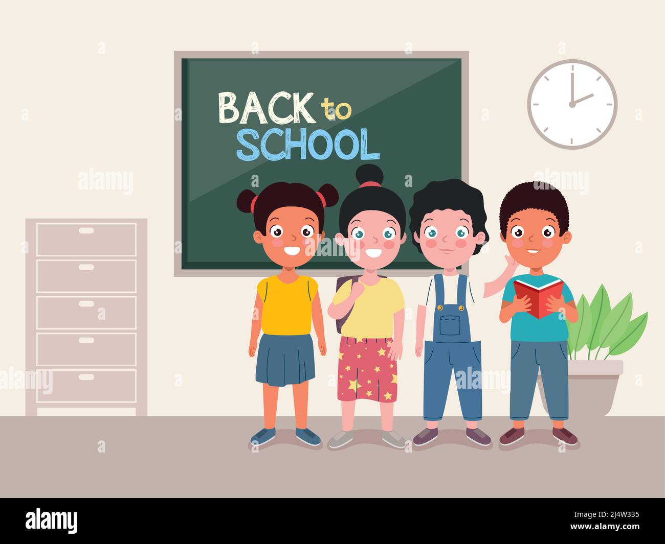 back school banner with kids Stock Vector Image & Art - Alamy