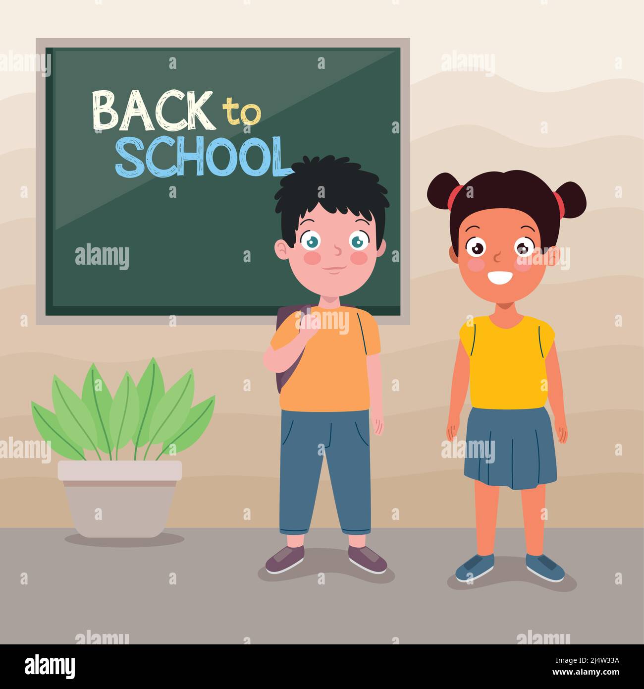 back school with students kids Stock Vector Image & Art - Alamy
