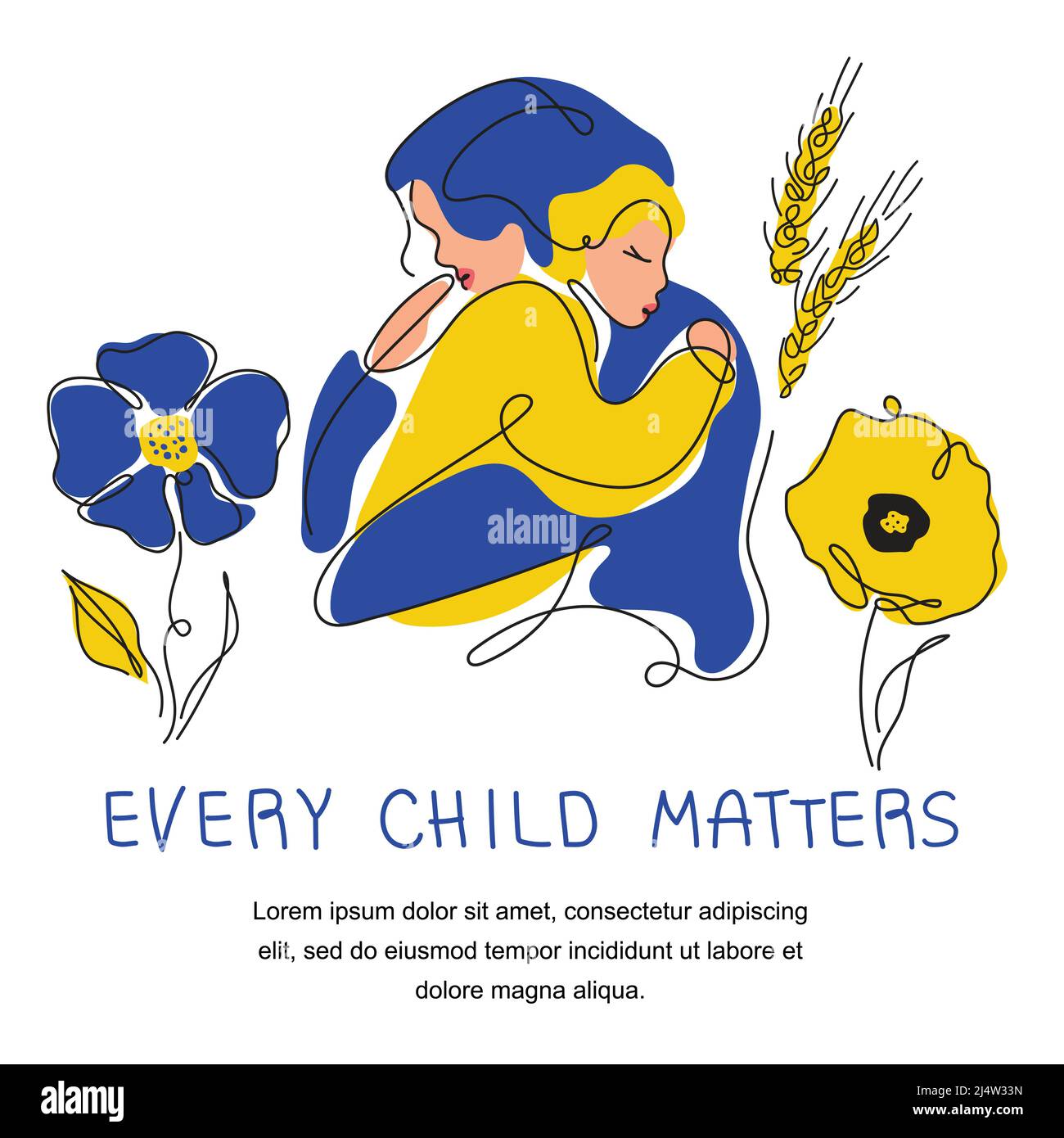 Illustration page with couple, mother, kid, tradition flower and ...